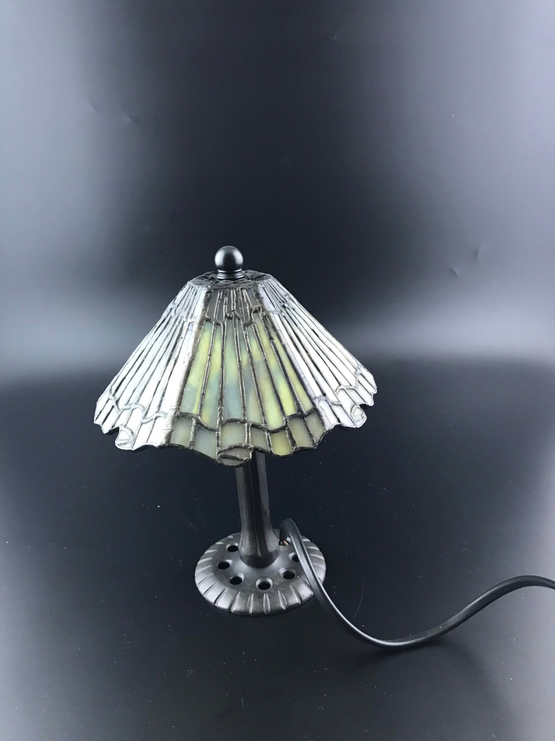 Mini Glass Lamp, Stained Glass Lamp, Green Stained Glass Lamp, Glass ...