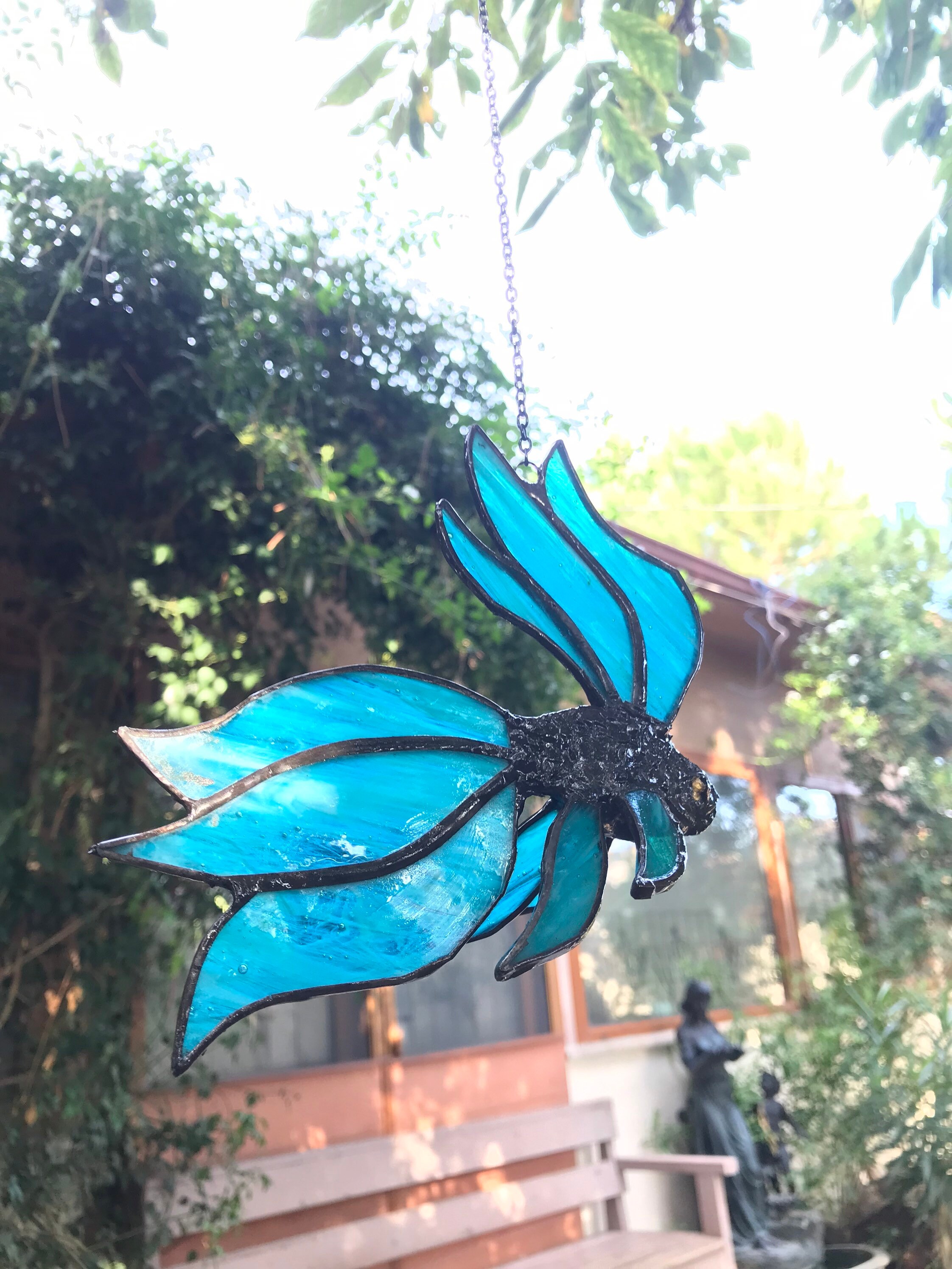 Glass Fish Ornament Fish Window Decor Blue Fish Wall Hanger - Etsy