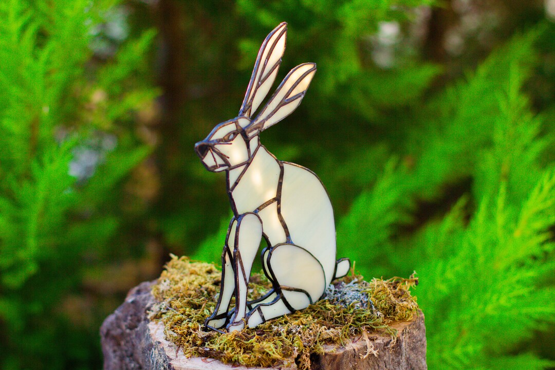 Stained Glass Hare, Stained Glass Rabbit, Garden / Yard Decor, Easter ...