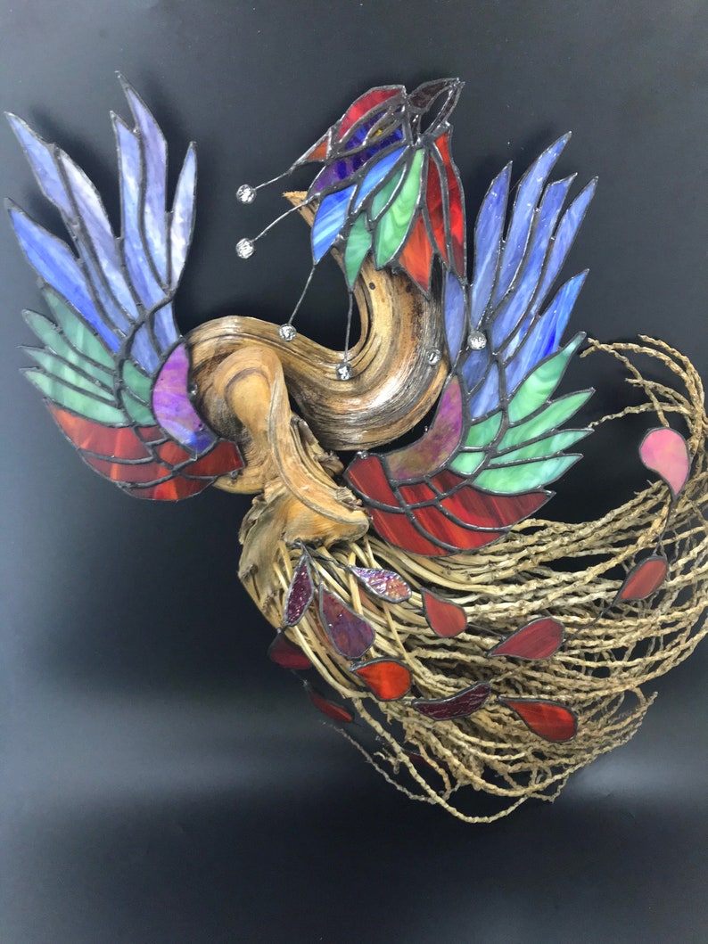 Glass Phoenix Wall Art Stained Glass Phoenix Palm Tree Art - Etsy Denmark