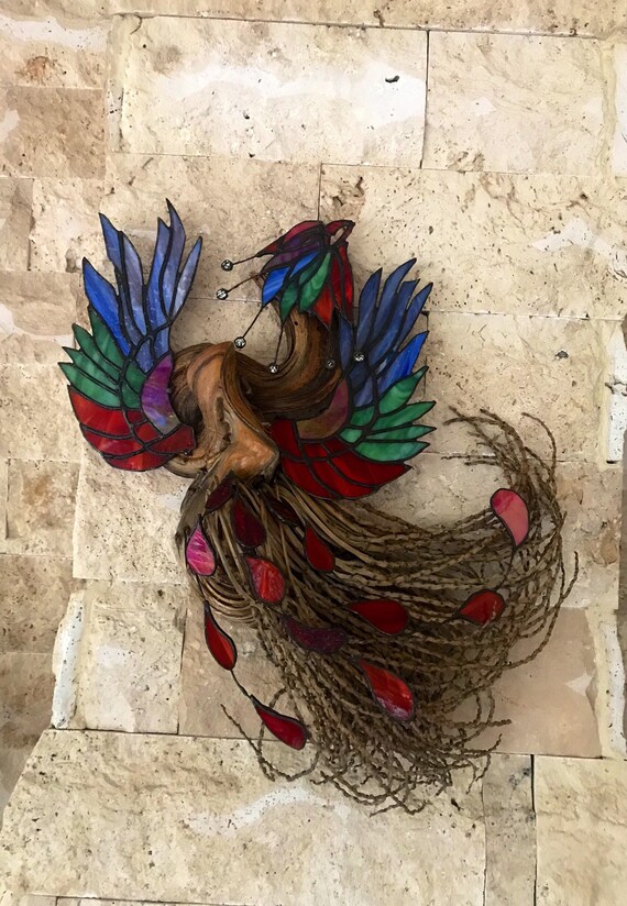 Glass Phoenix Wall Art Stained Glass Phoenix Palm Tree Art - Etsy