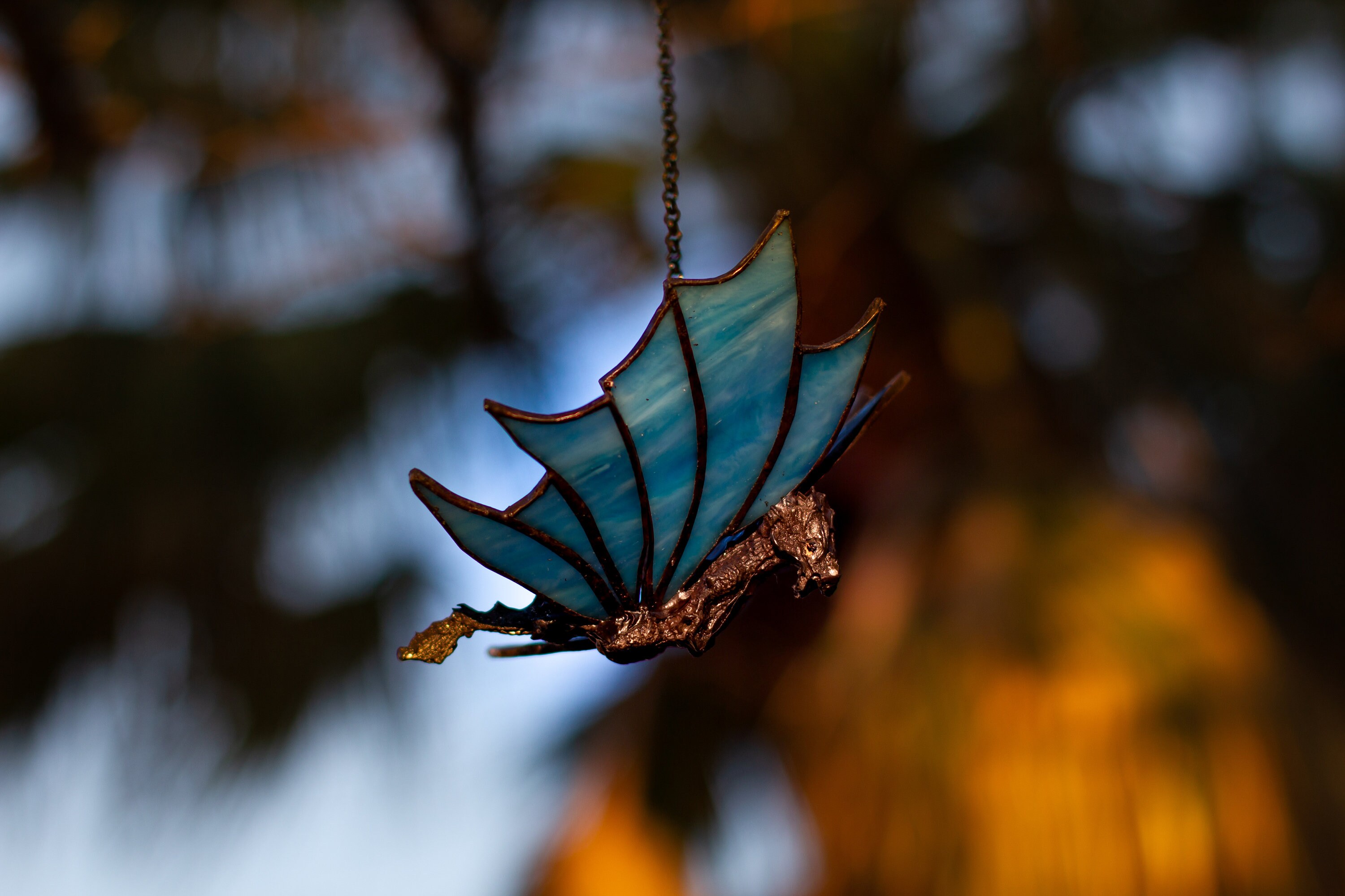 Blue Glass Dragon Stained Glass Dragon Halloween Geeky Home - Etsy