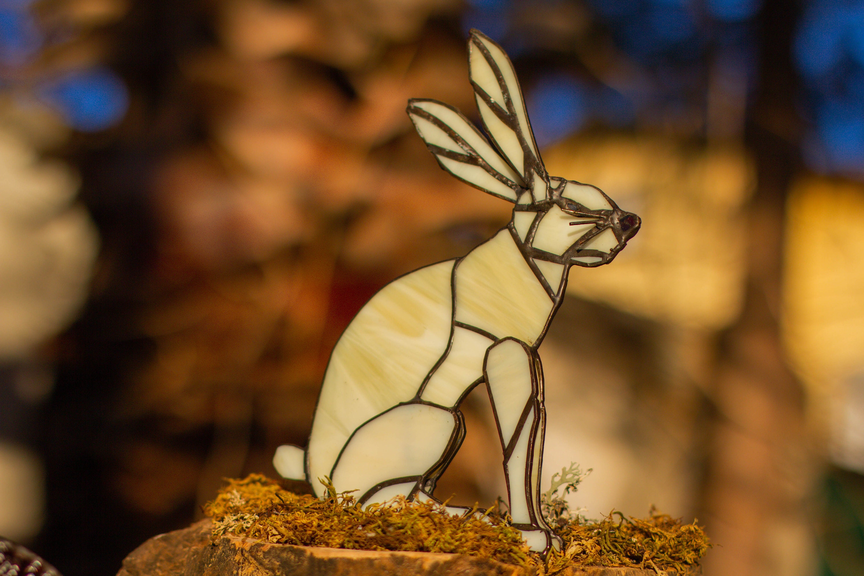 Stained Glass Hare, Stained Glass Rabbit, Garden / Yard Decor, Easter ...