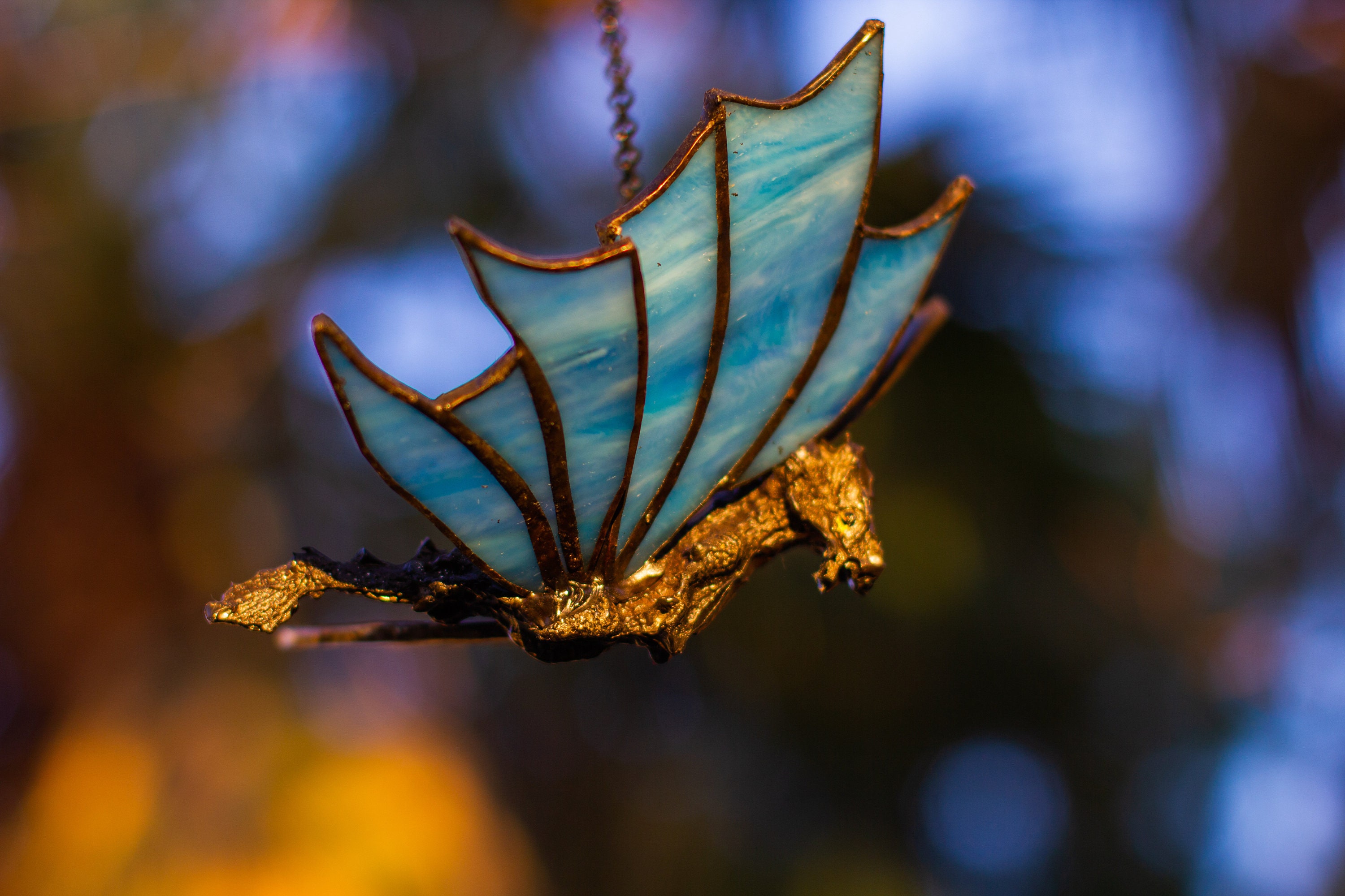 Blue Glass Dragon Stained Glass Dragon Halloween Geeky Home - Etsy
