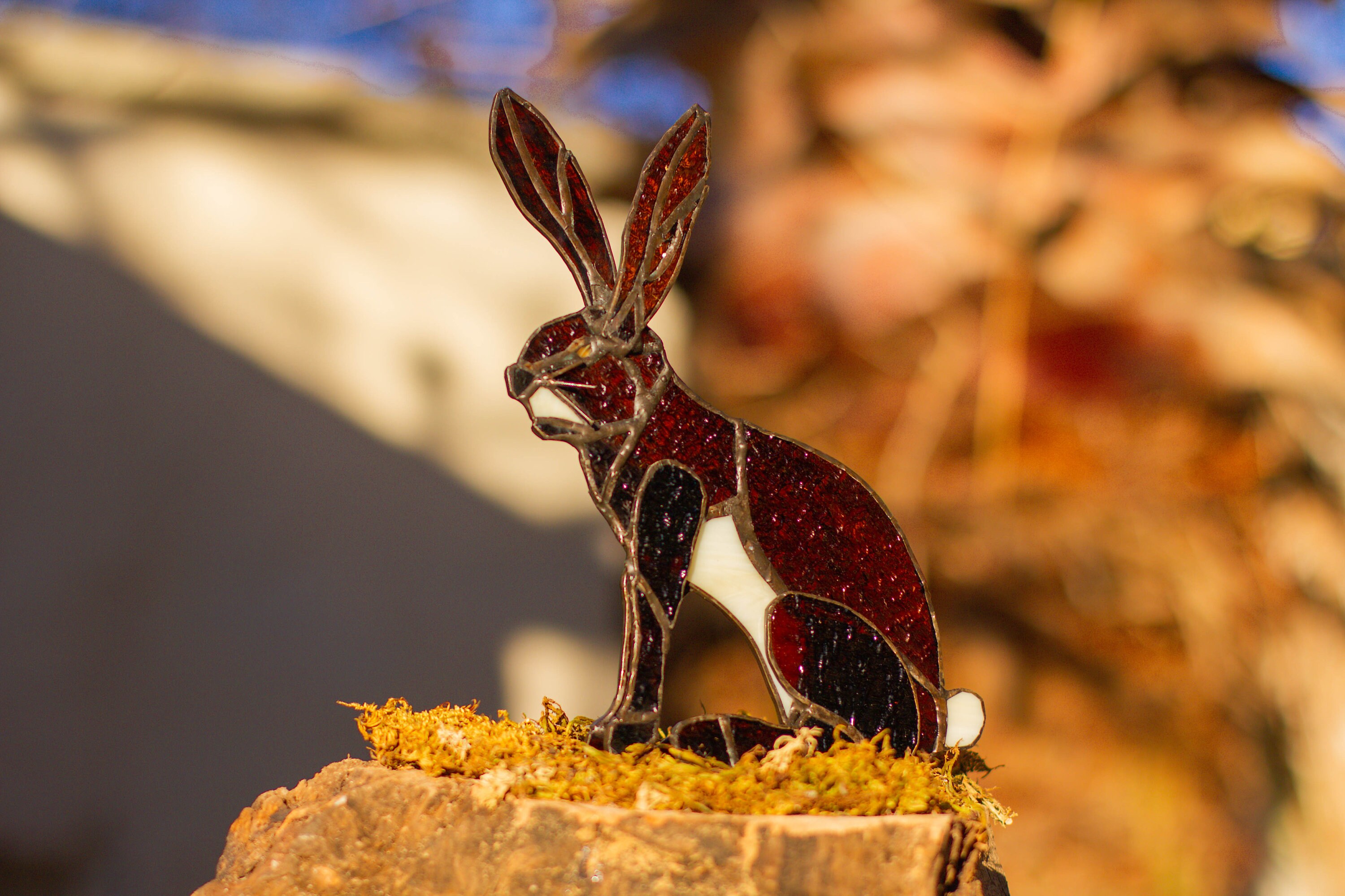 Stained Glass Hare Black Glass Art Rabbit Glass Bunny - Etsy