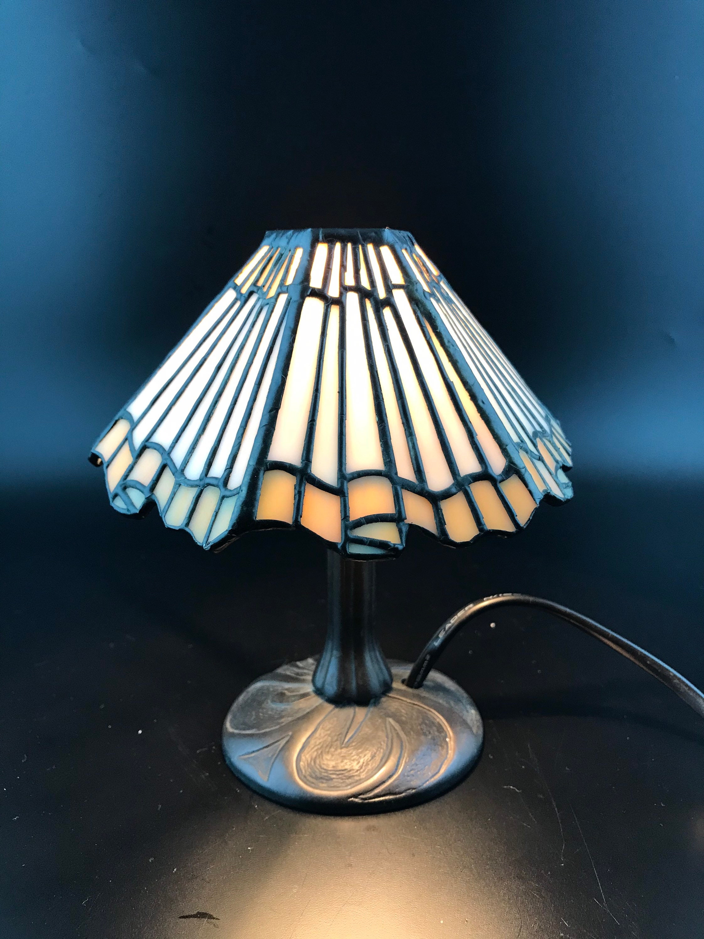 Tiny Glass Lamp, Stained Glass Lamp, Green Small Lamp, Glass Home Decor ...