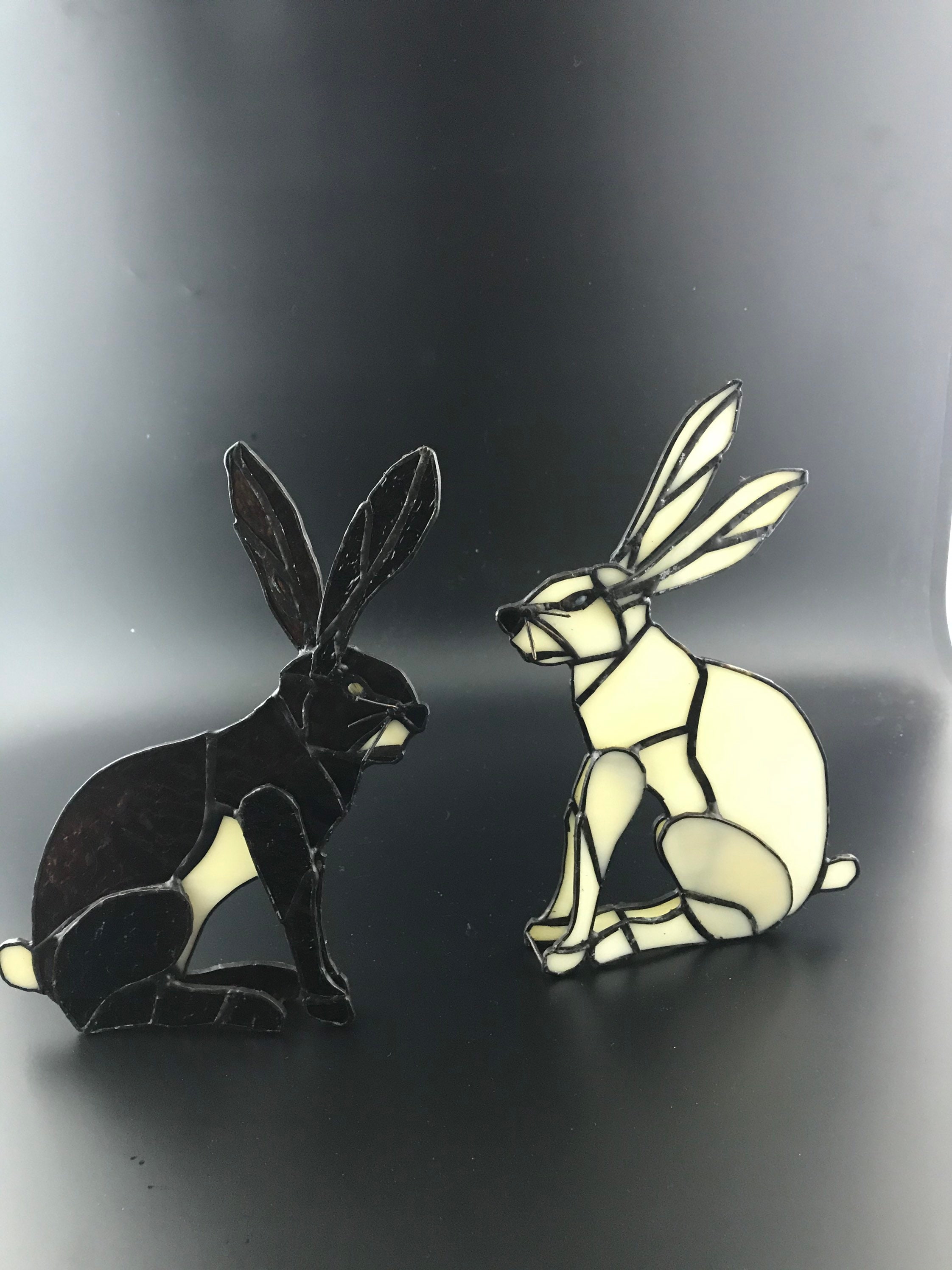 Stained Glass Hare Black Glass Art Rabbit Glass Bunny - Etsy