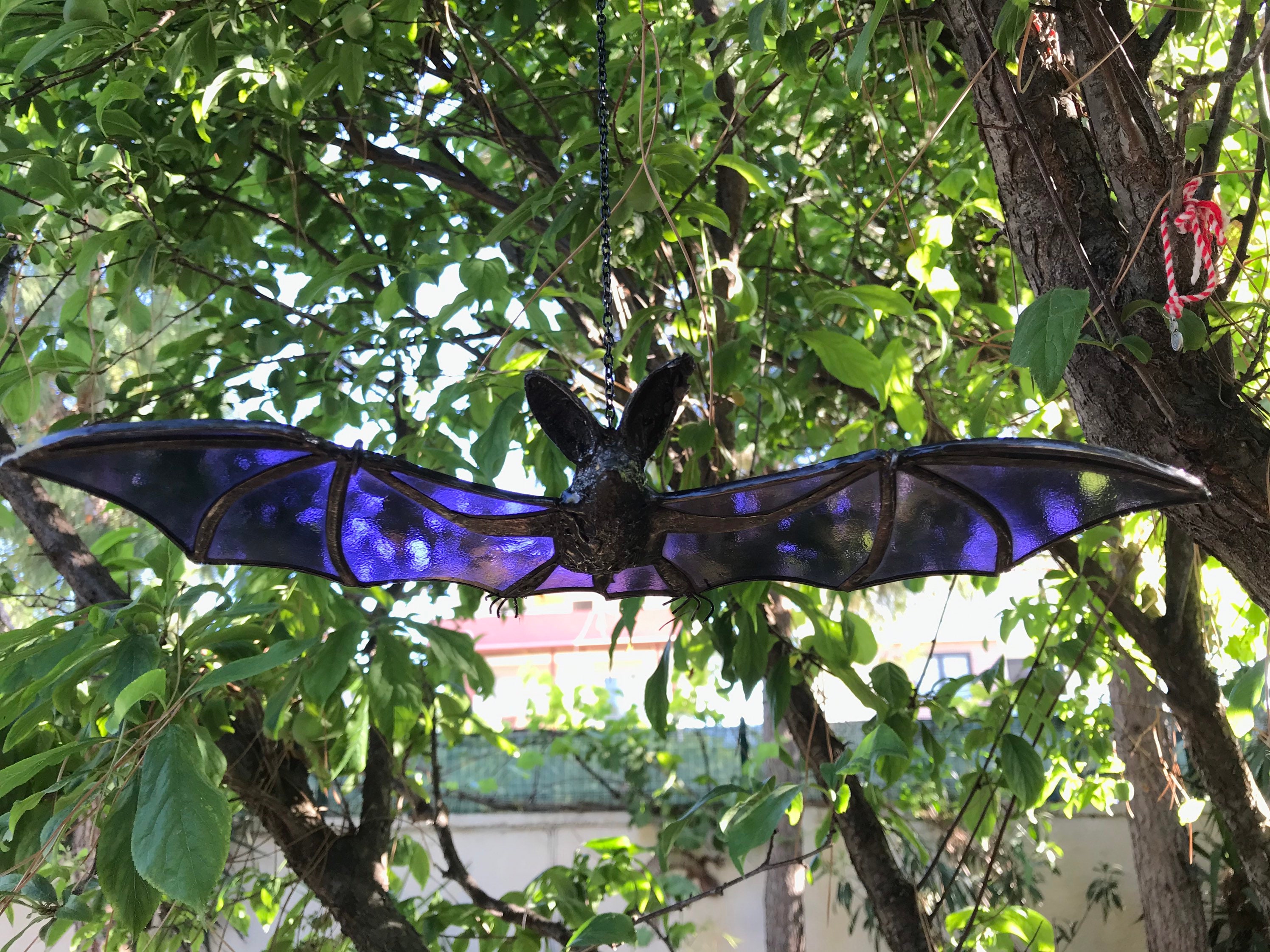Stained Glass Bat, Hanging Bat Decor for Ceiling or Garden Flying Bat ...