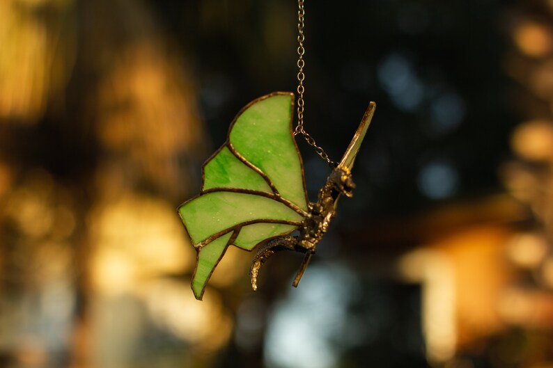 Light Green Dragon Ceiling Hanging Glass Dragon Stained - Etsy