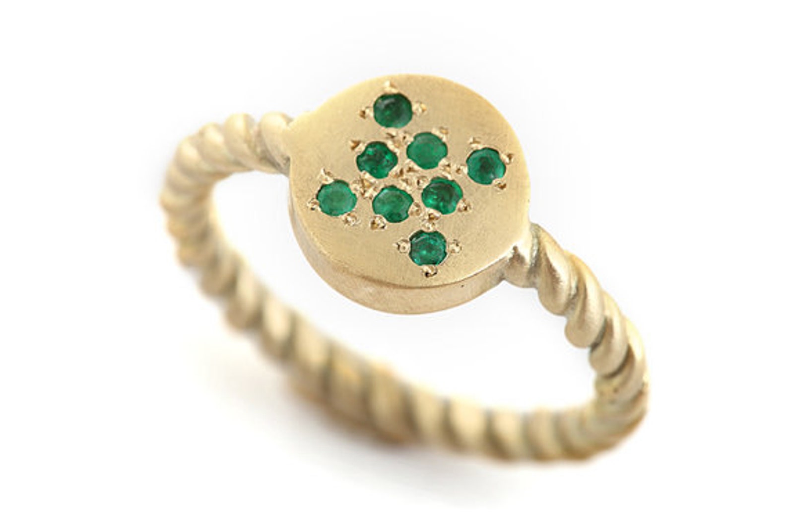 Emerald Gold Ring With 8 Emeralds in 14K Yellow Gold - Etsy