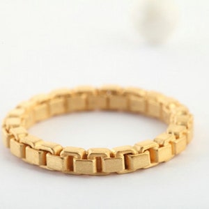 Modern Wedding Band Chain Link Ring in 14K Gold - Etsy