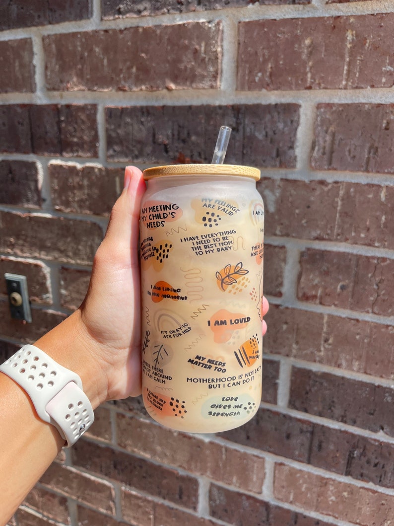 Mom Daily Affirmation Tall Glass Cup L Mom Affirmation Glass Etsy