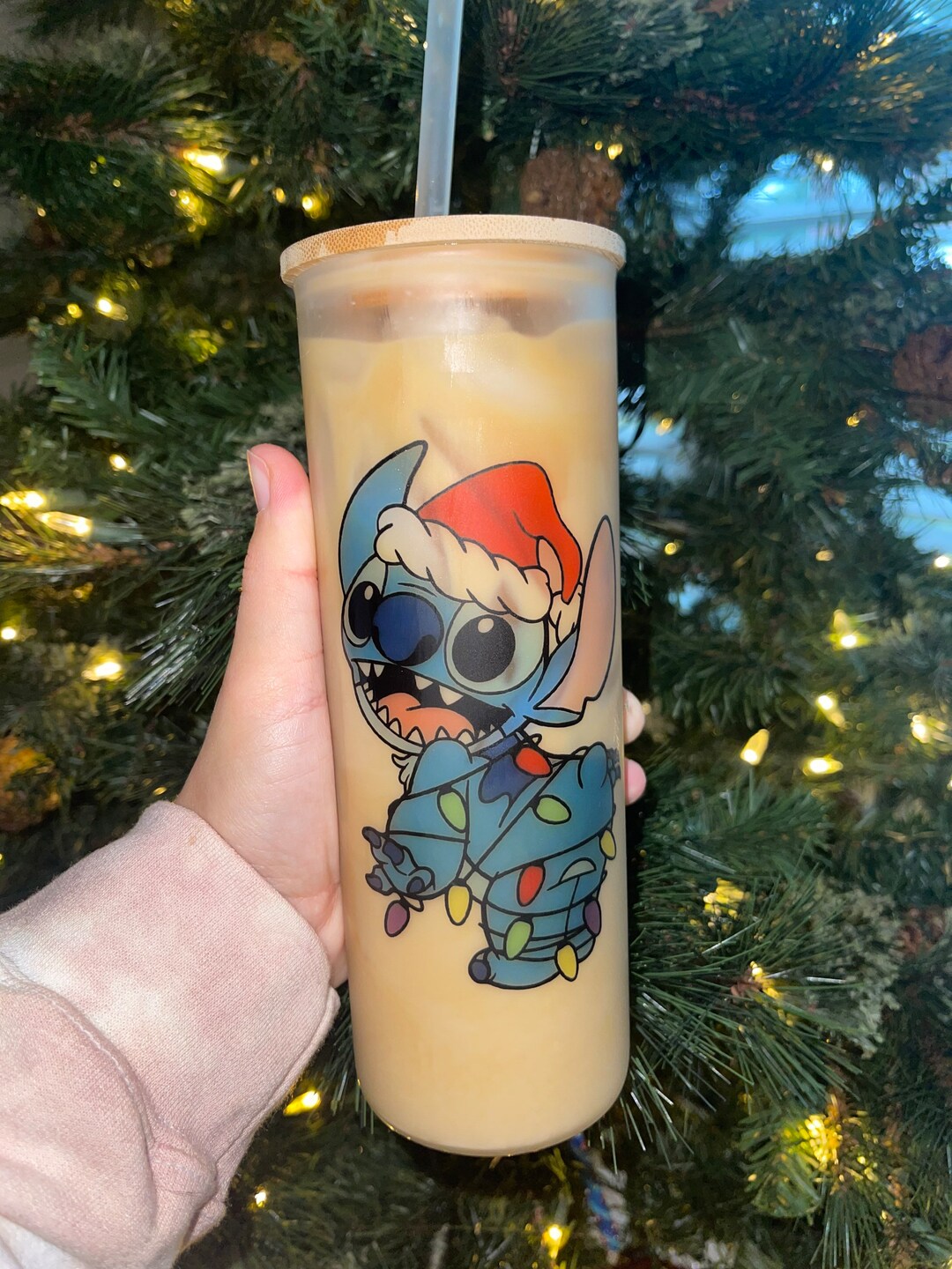 Christmas Stitch Glass Cup L Xmas Stitch Cup L Christmas - Etsy