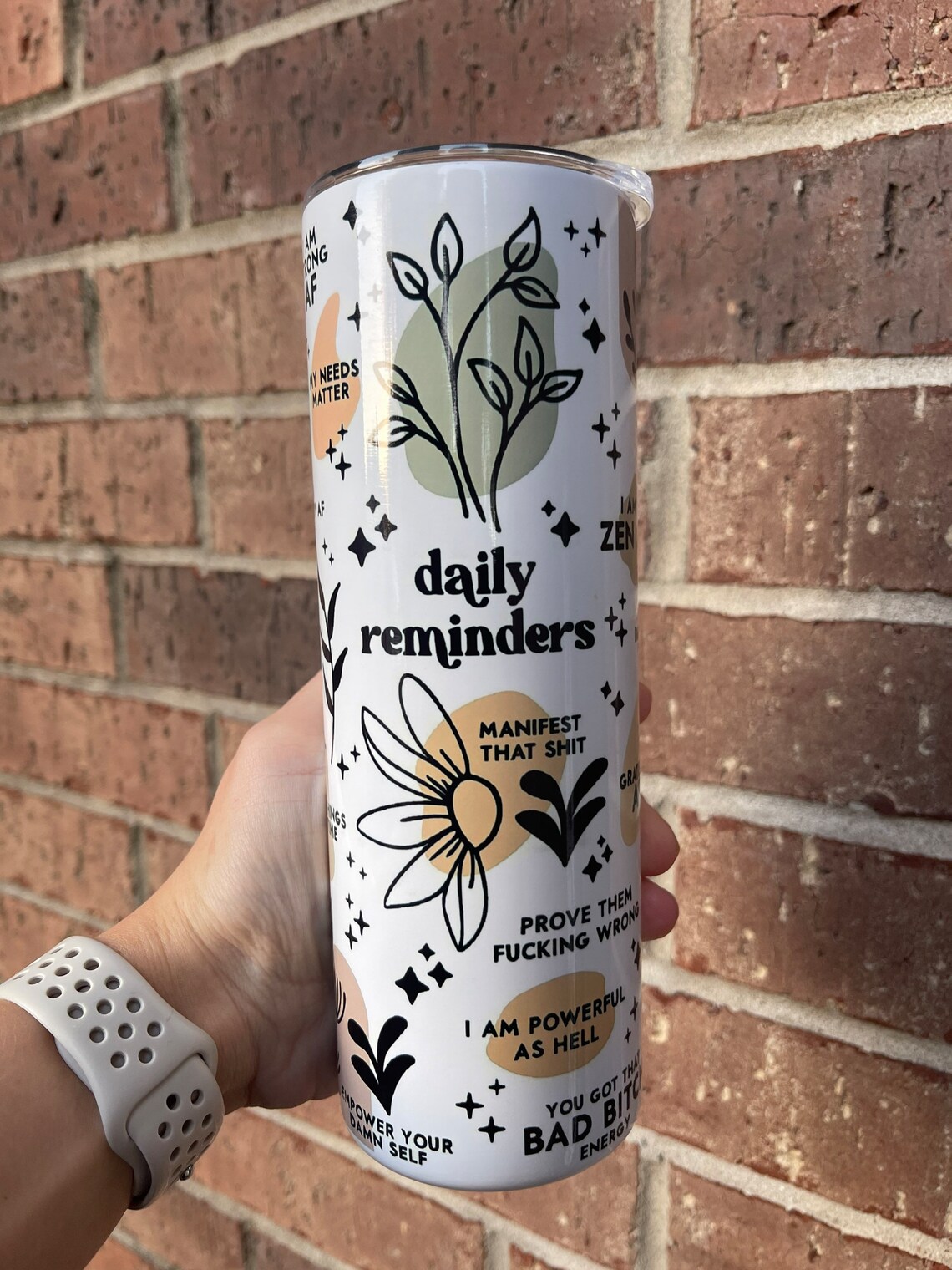 Daily Reminders Glass Tumbler – Affirmation Iced Coffee Cup ...