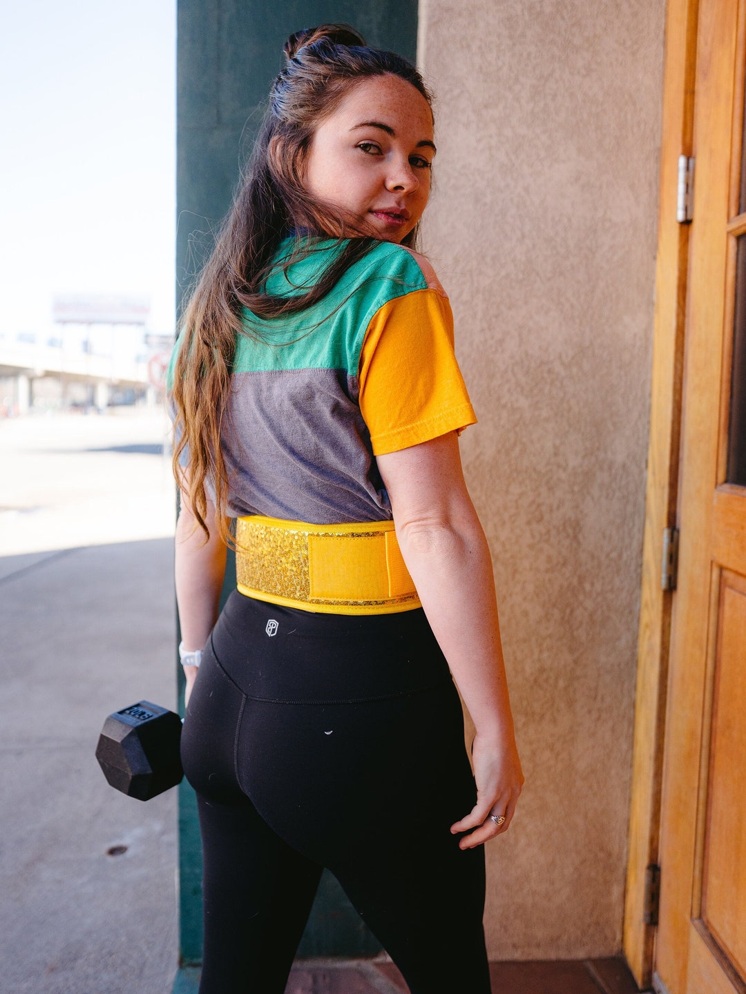 CLEARANCE Yellow Sequin 4 Inch Weightlifting Straight Belt, Yellow ...