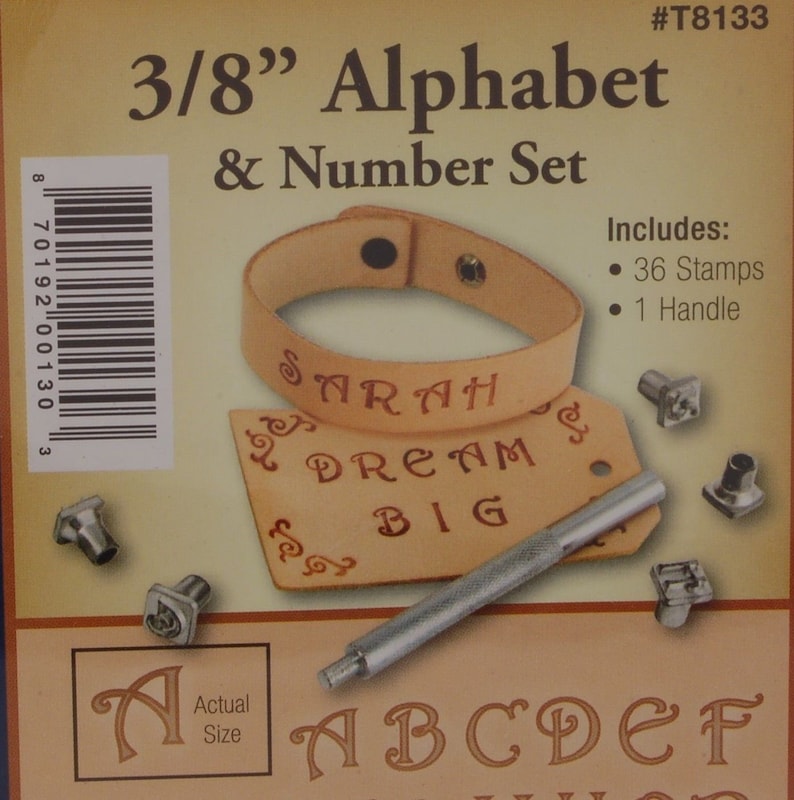 Realeather Crafts Alphabet and Number Leather Stamp Set 3/8" or 1/4 ...