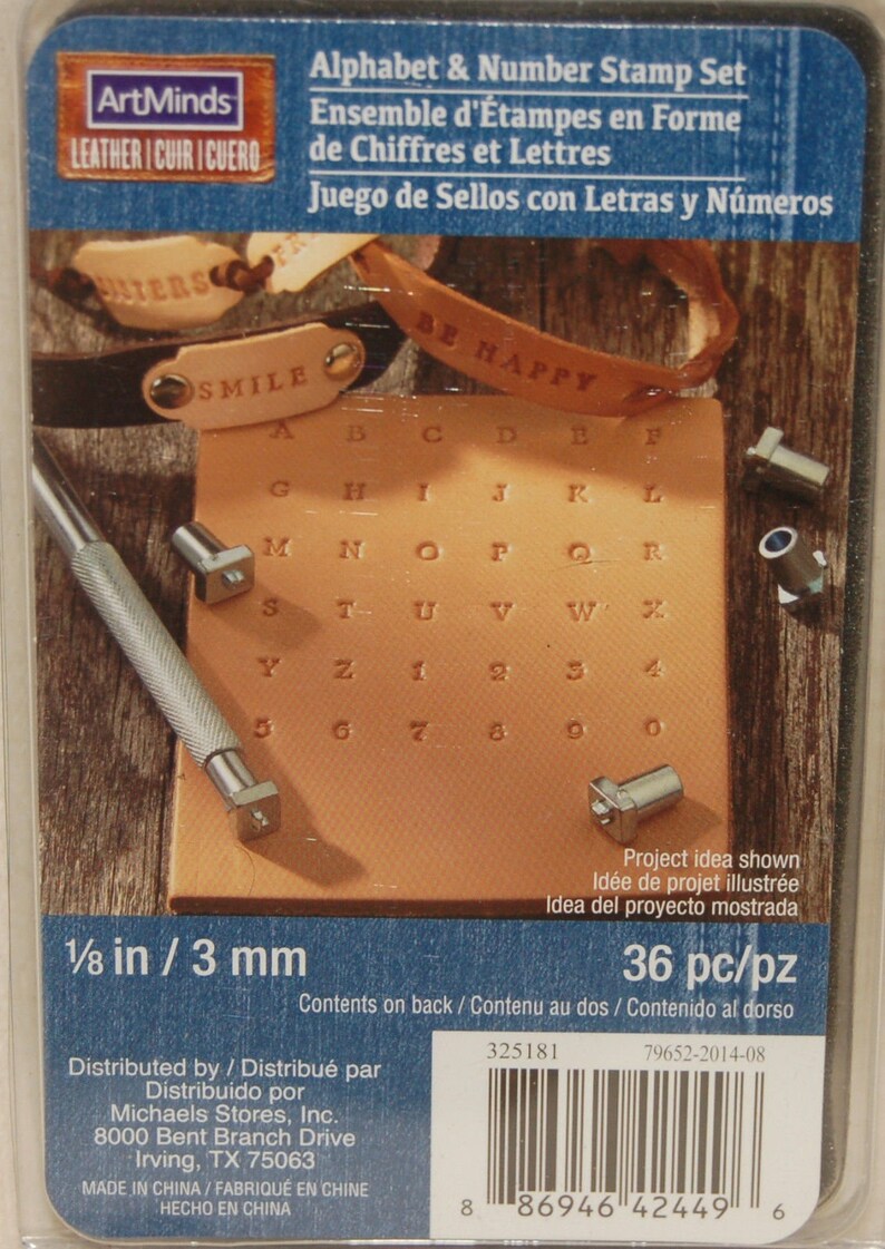 Artminds Leather Stamp Set - 36pc Metal Alphabet & Numbers Set 1/8" or ...