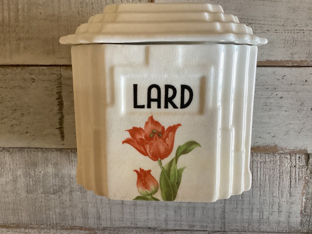 Harker Pottery Lard Container Tulip Decal Art Deco - Etsy