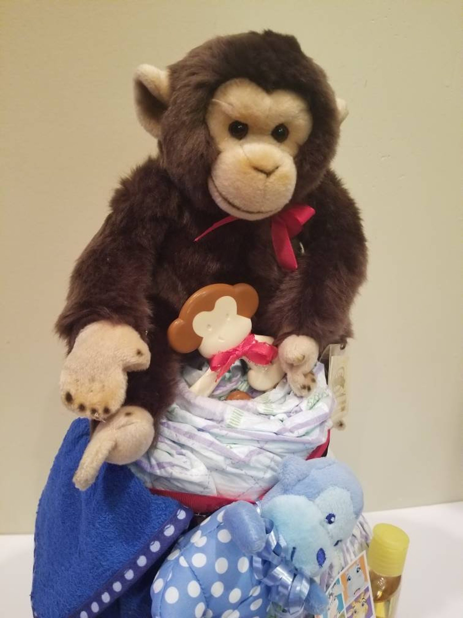 Pastel de pañal de mono mono de pastel de pañales bebé con | Etsy