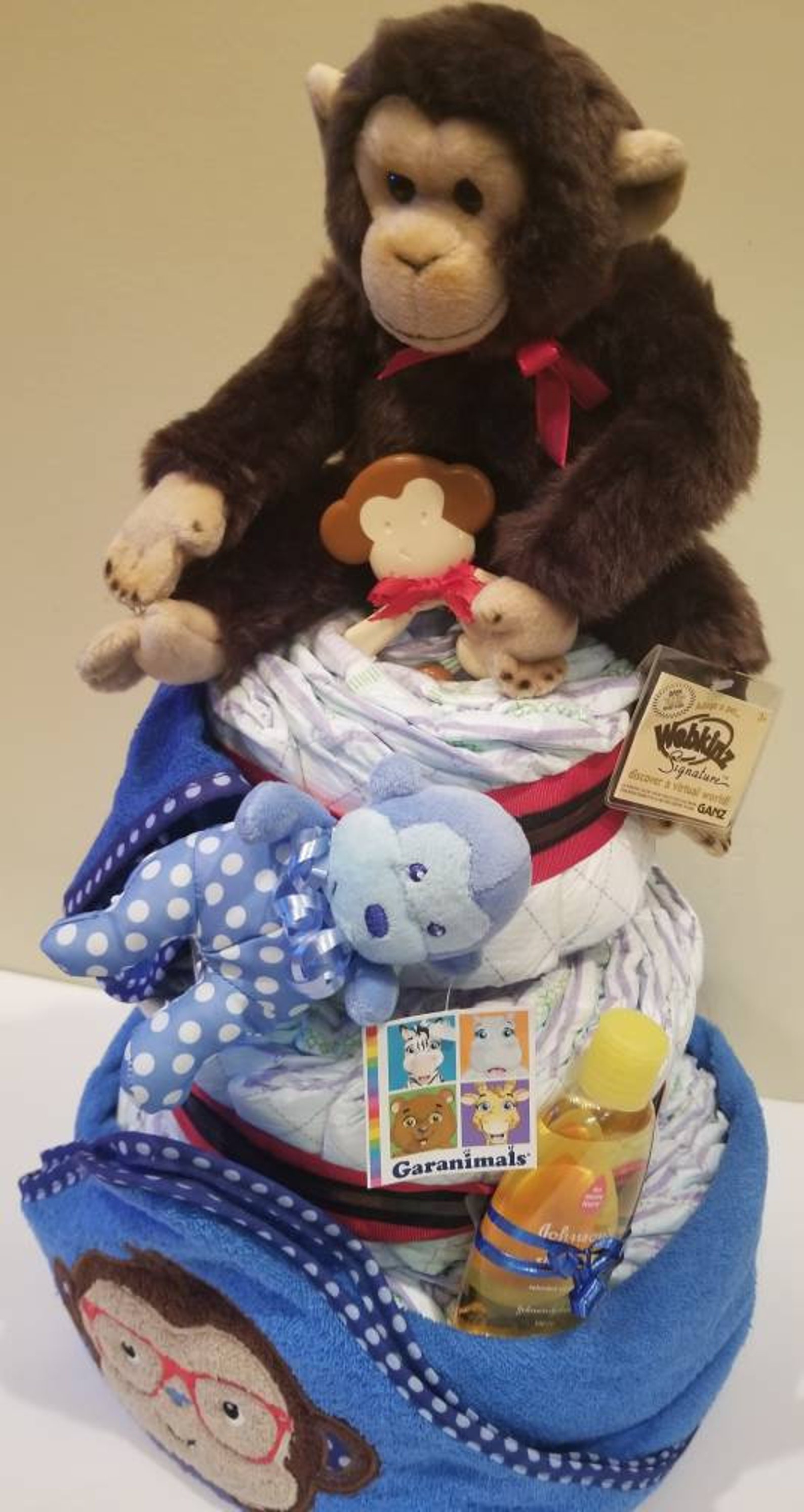 Pastel de pañal de mono mono de pastel de pañales bebé con | Etsy