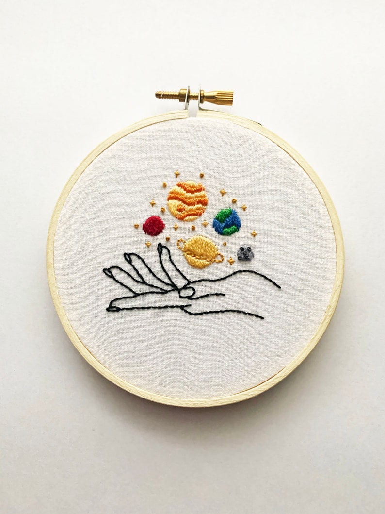 EMBROIDERY PATTERN Planets in Hand | Etsy