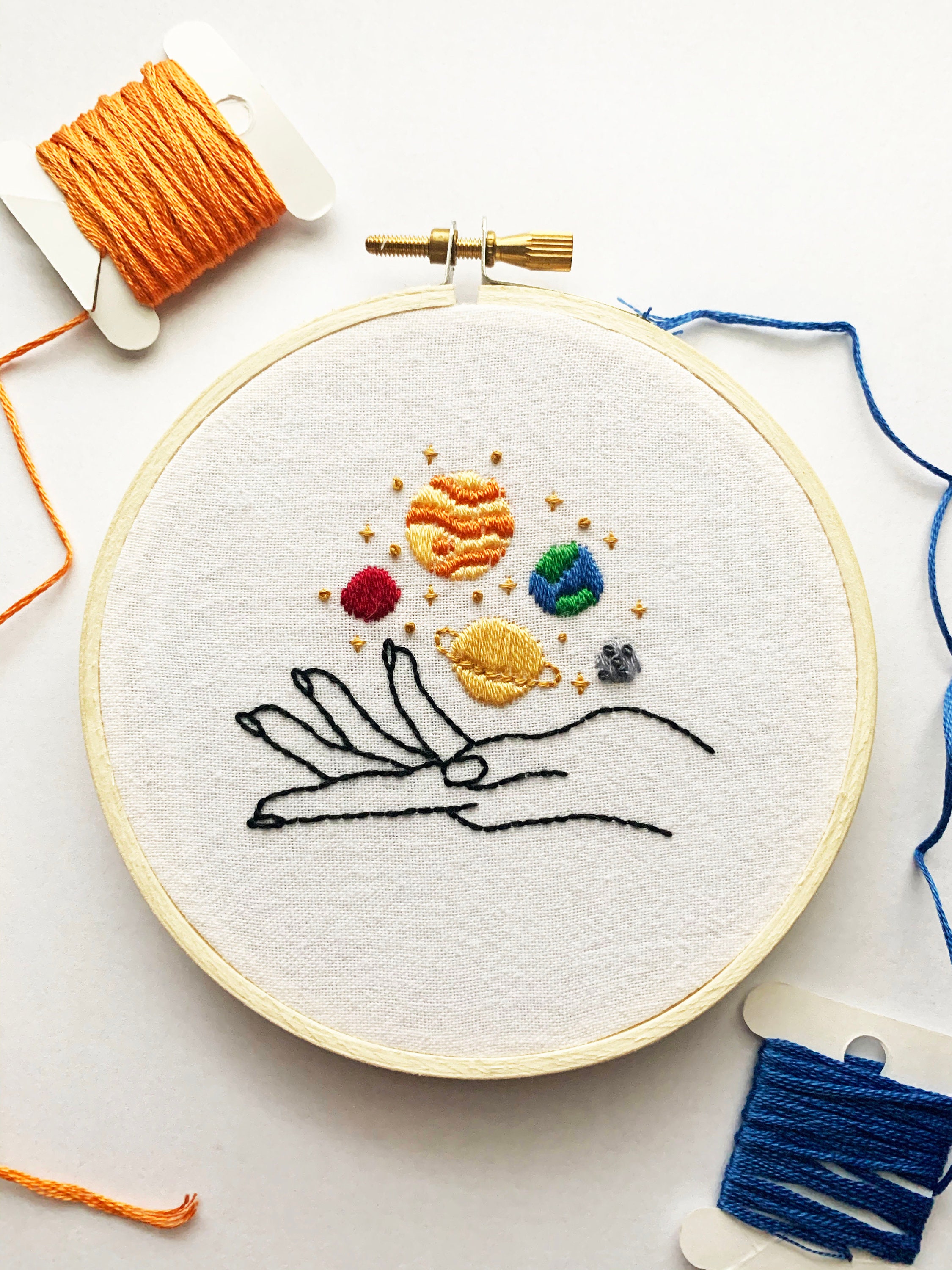 EMROIDERY KIT Planets in Hand - Etsy
