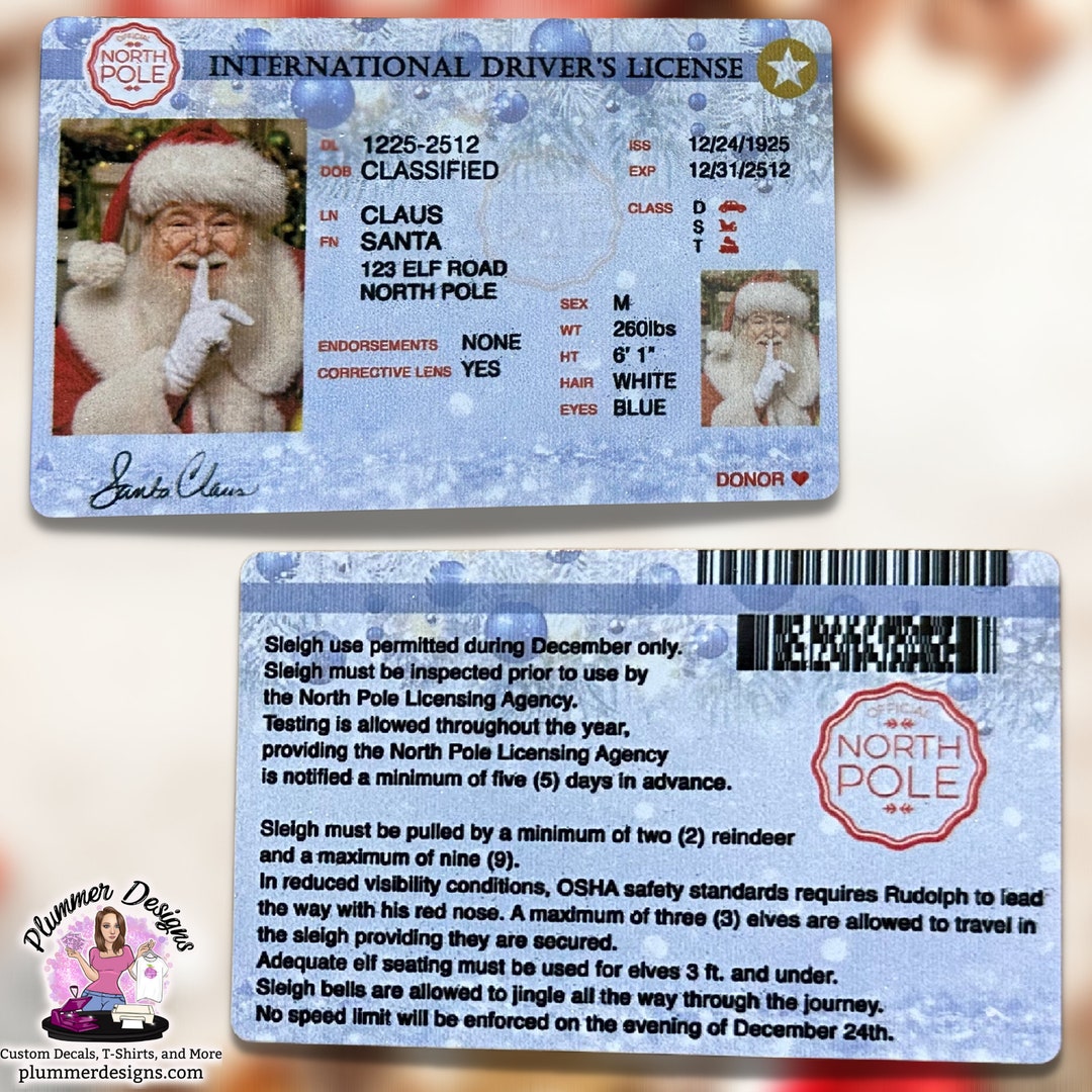 Santa Claus License, Lost Santa Driving License, Lost Santa Flying ...