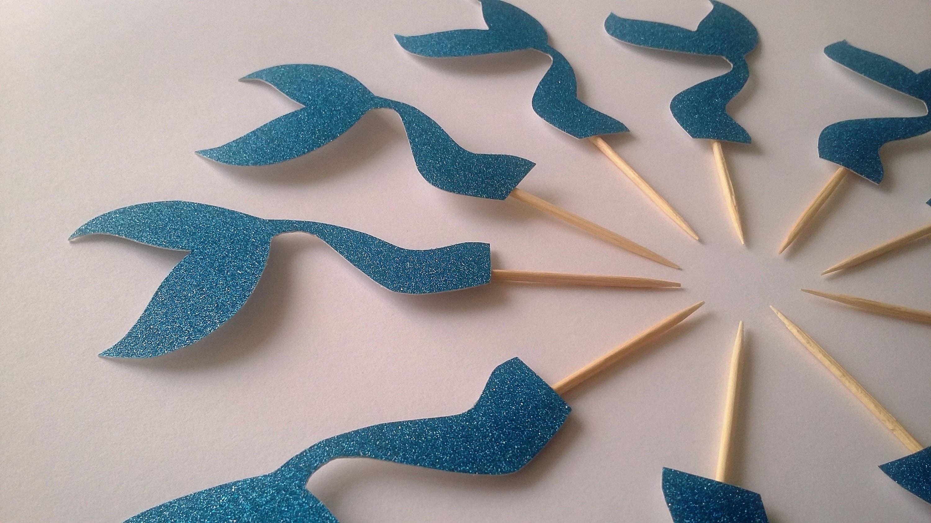 Queue de sirène cupcake toppers 3d décorations de gâteaux | Etsy France