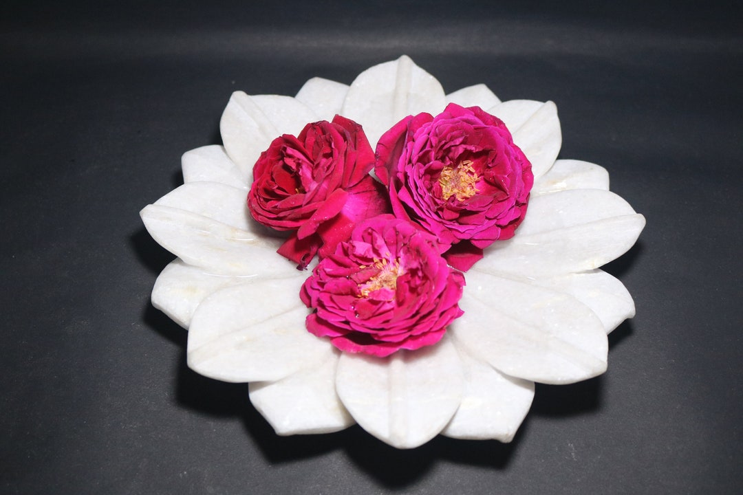 Marble Urili 6 and 8 Inch Marble Flower Bowl, Decorative Lotus Plate ...