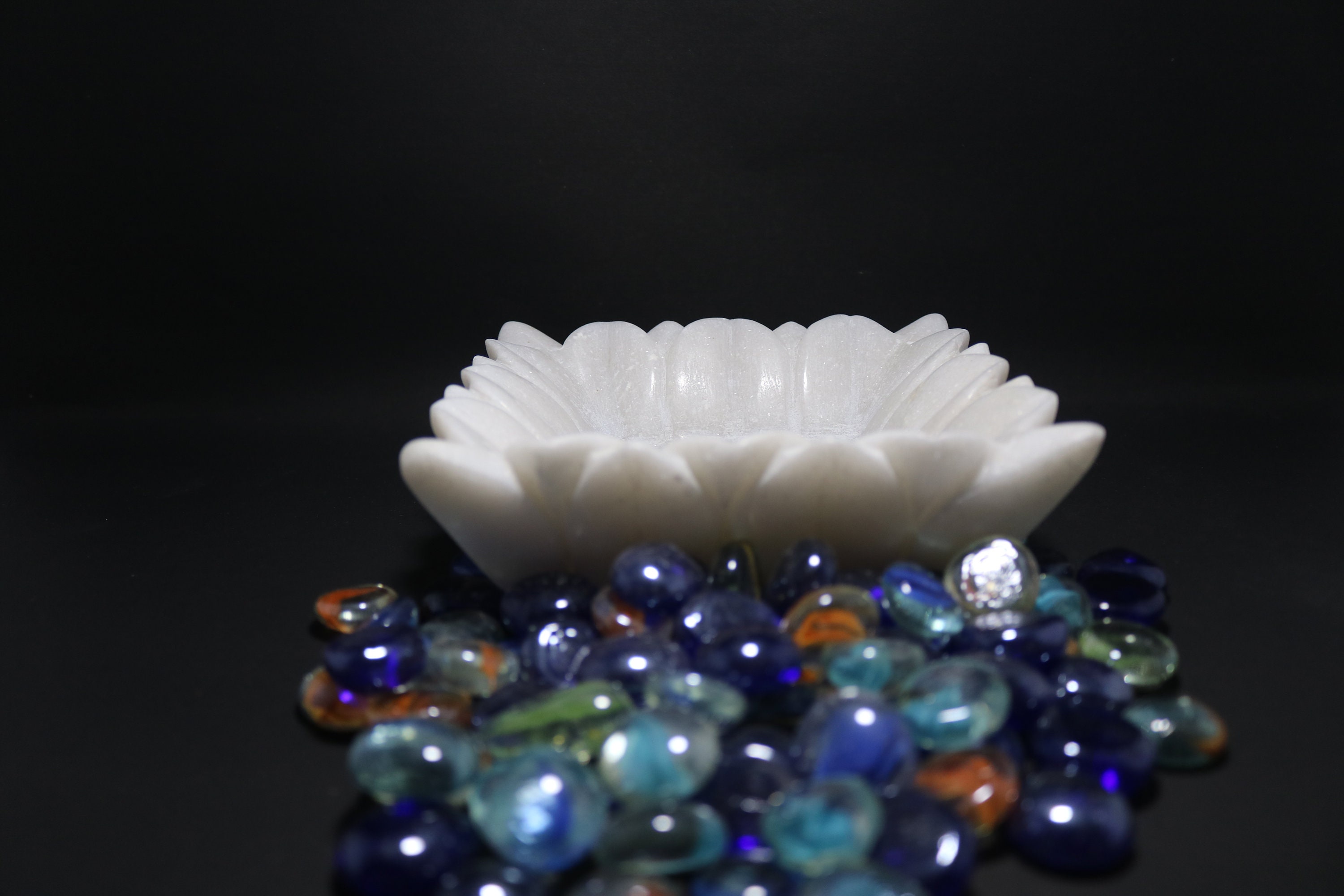 3 Set White Marble Flower Shaped Square Bowl for Home Office or Hotel ...