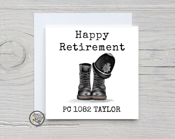Personalised Police Retirement Card, Male or Female Hat FREE UK ...