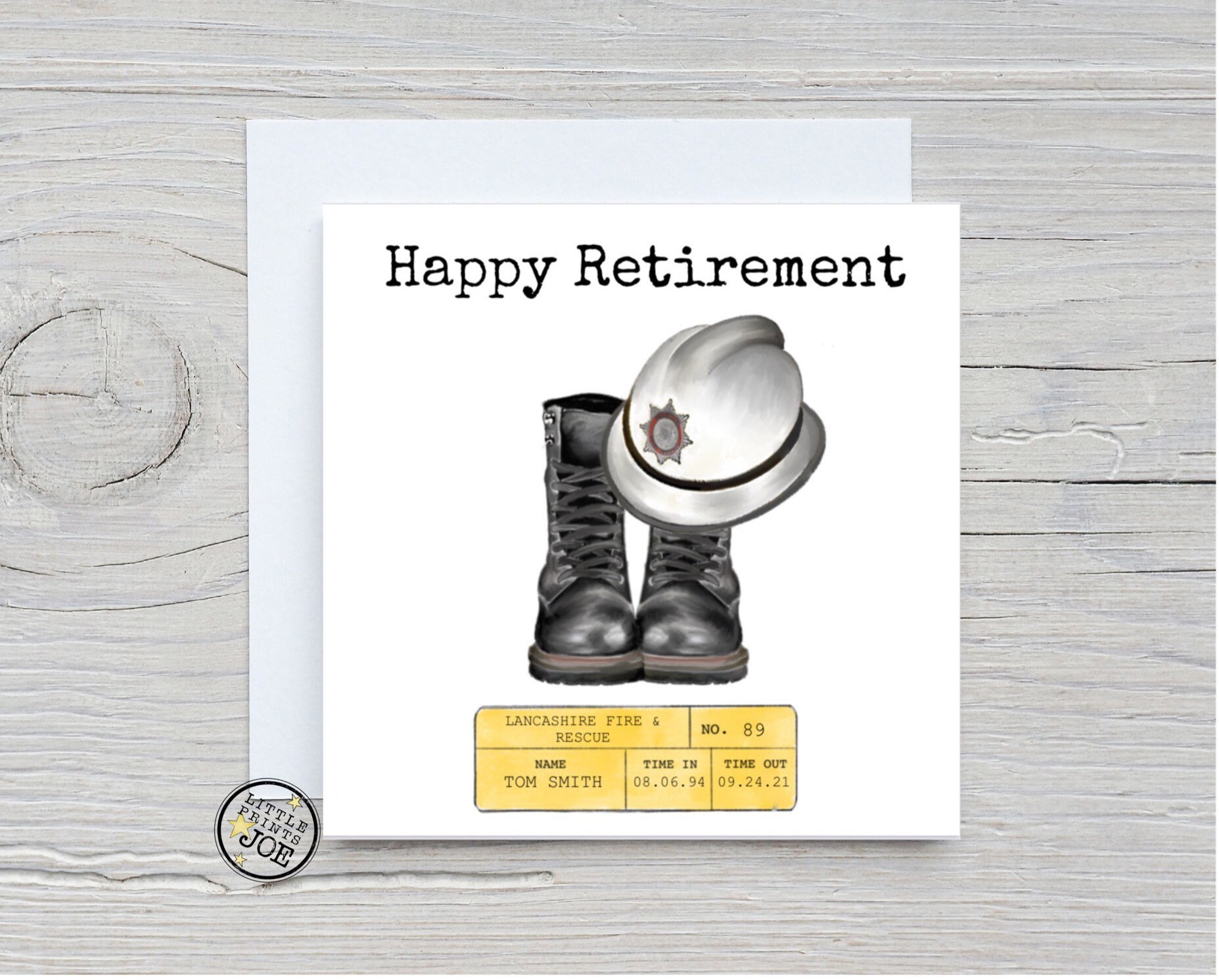 Personalised Fire Fighter Retirement Card White Helmet *FREE UK ...