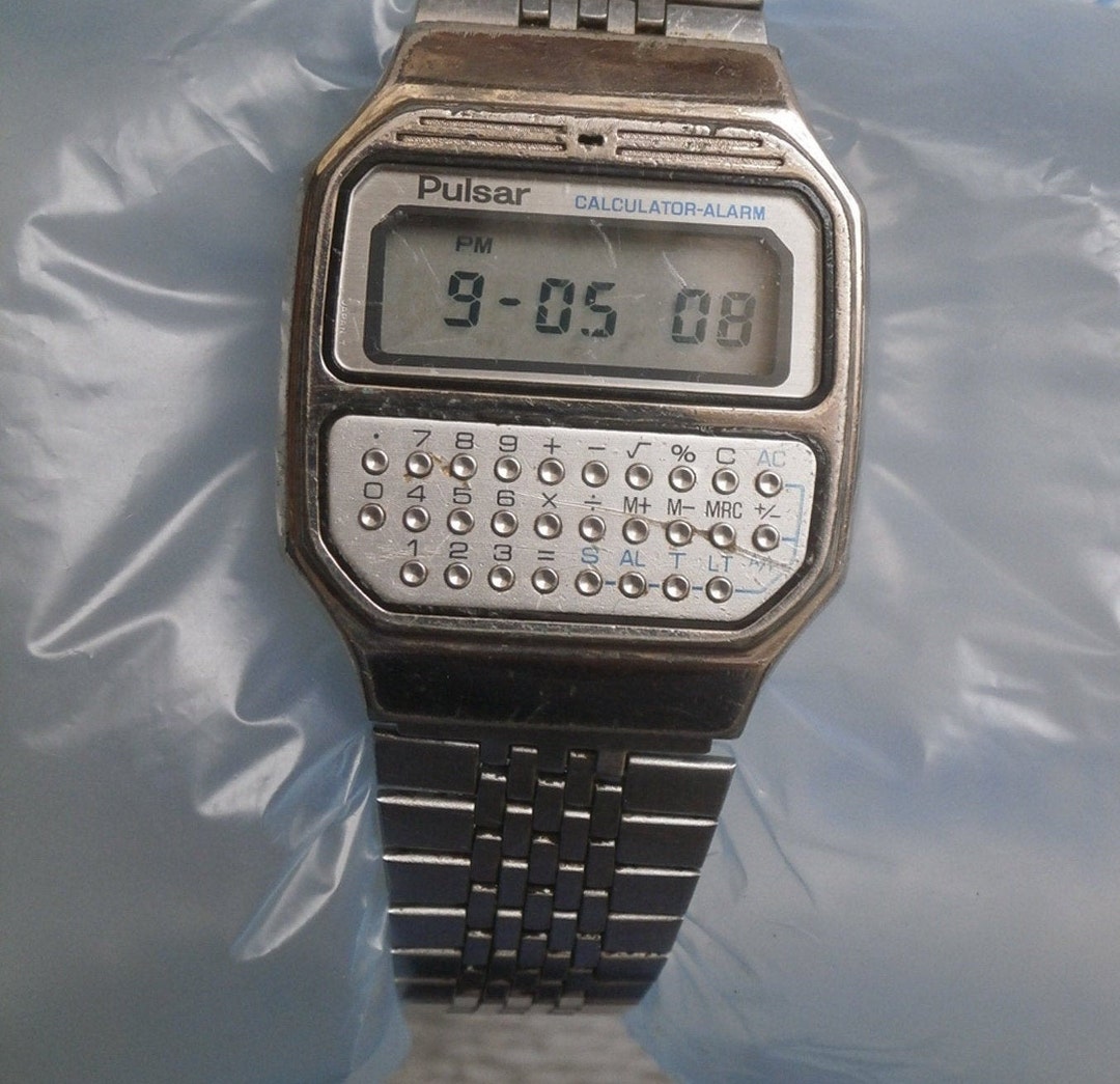 World FREEPOST! Pulsar Y739-5019 Calculator Alarm Watch 1970's WORKING ...
