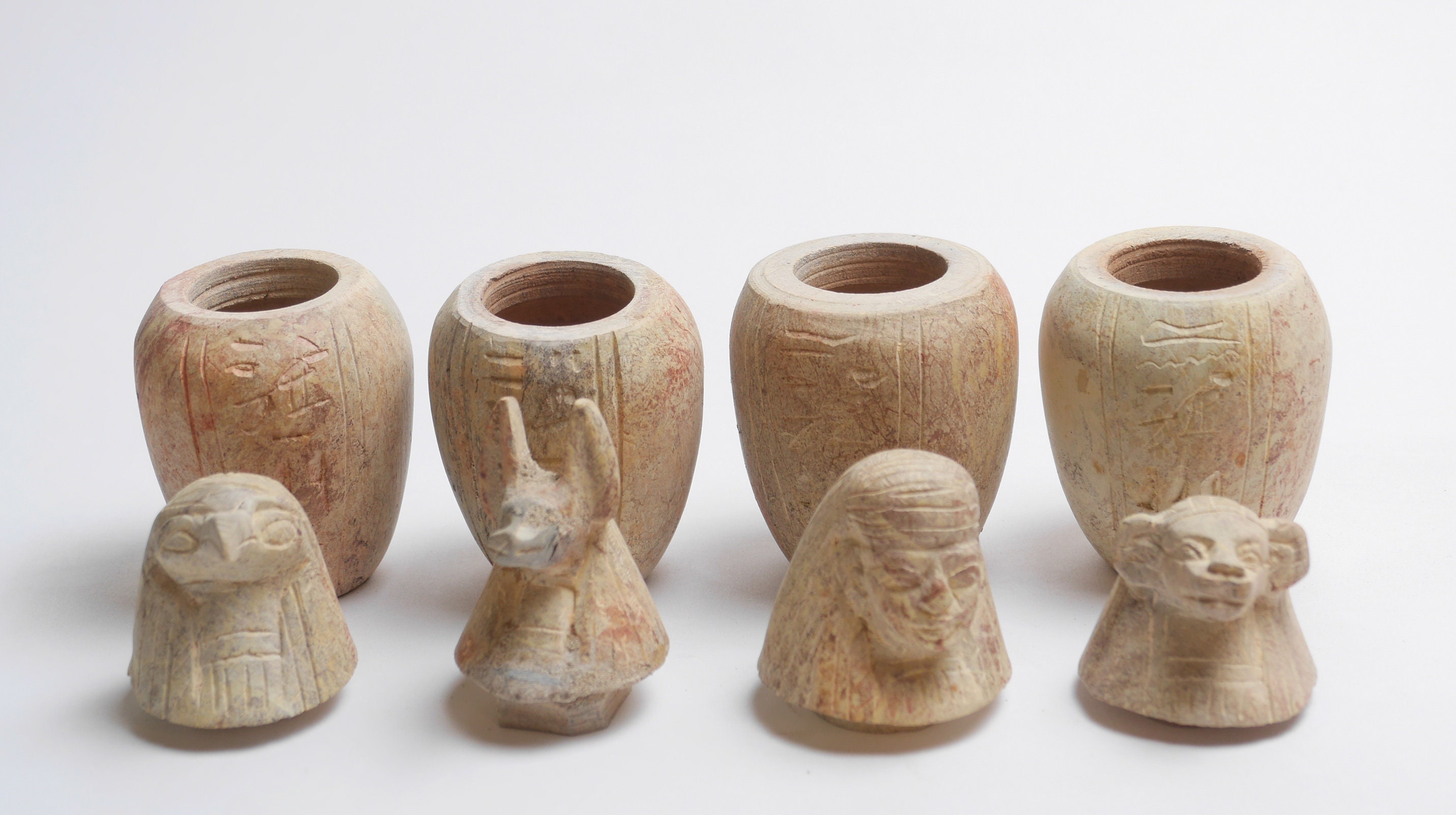 Canopic Jars - Ancient Egyptian Mummy Jars - Stone Carved Containers - Etsy