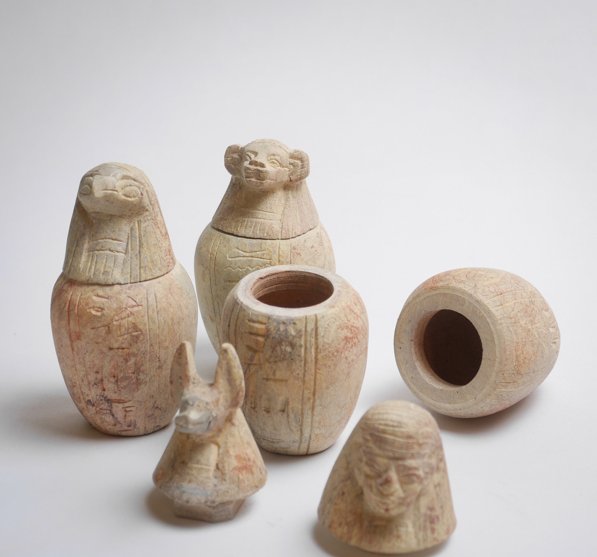 Canopic jars Ancient Egyptian mummy jars stone carved | Etsy