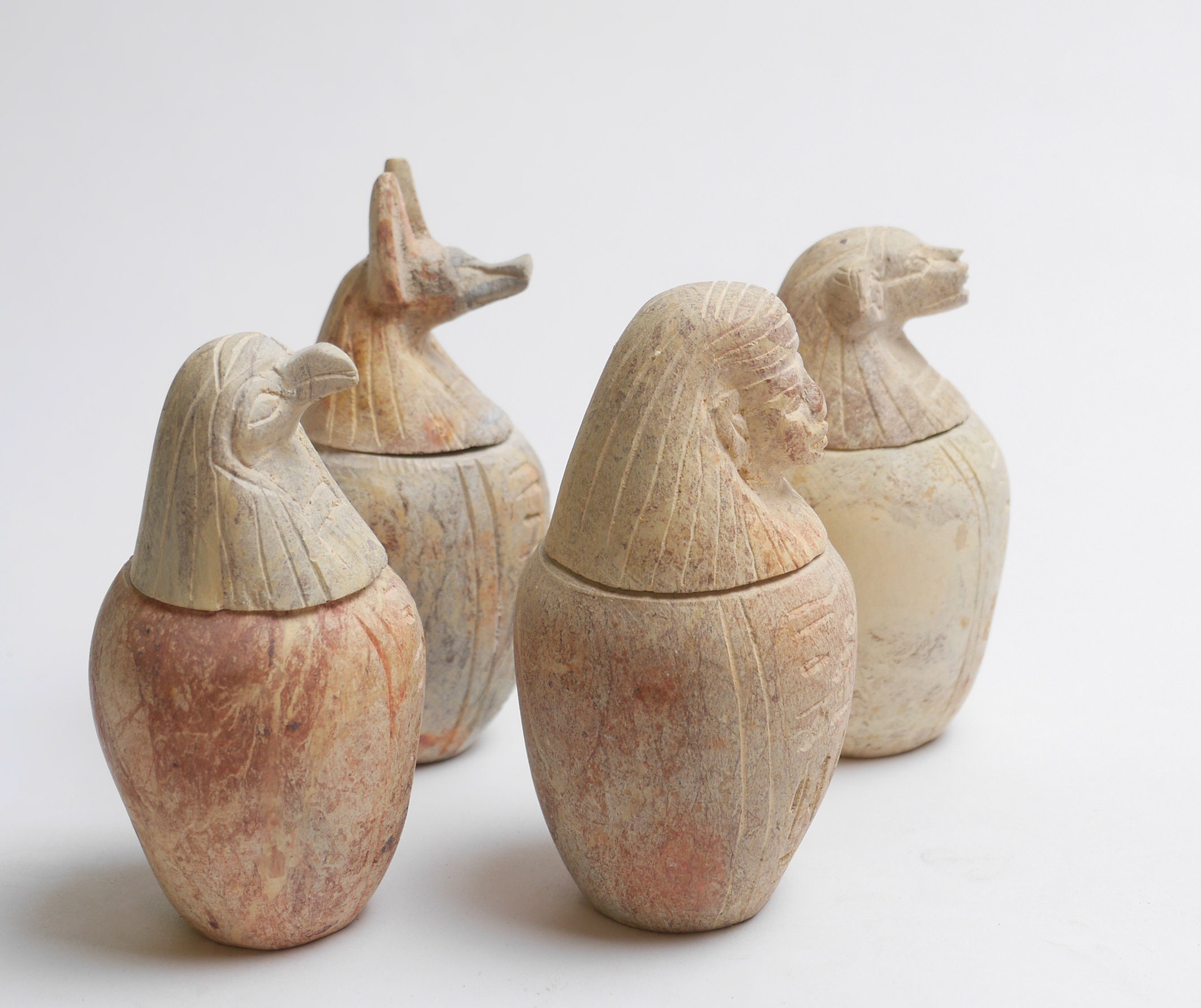 Canopic Jars - Ancient Egyptian Mummy Jars - Stone Carved Containers - Etsy