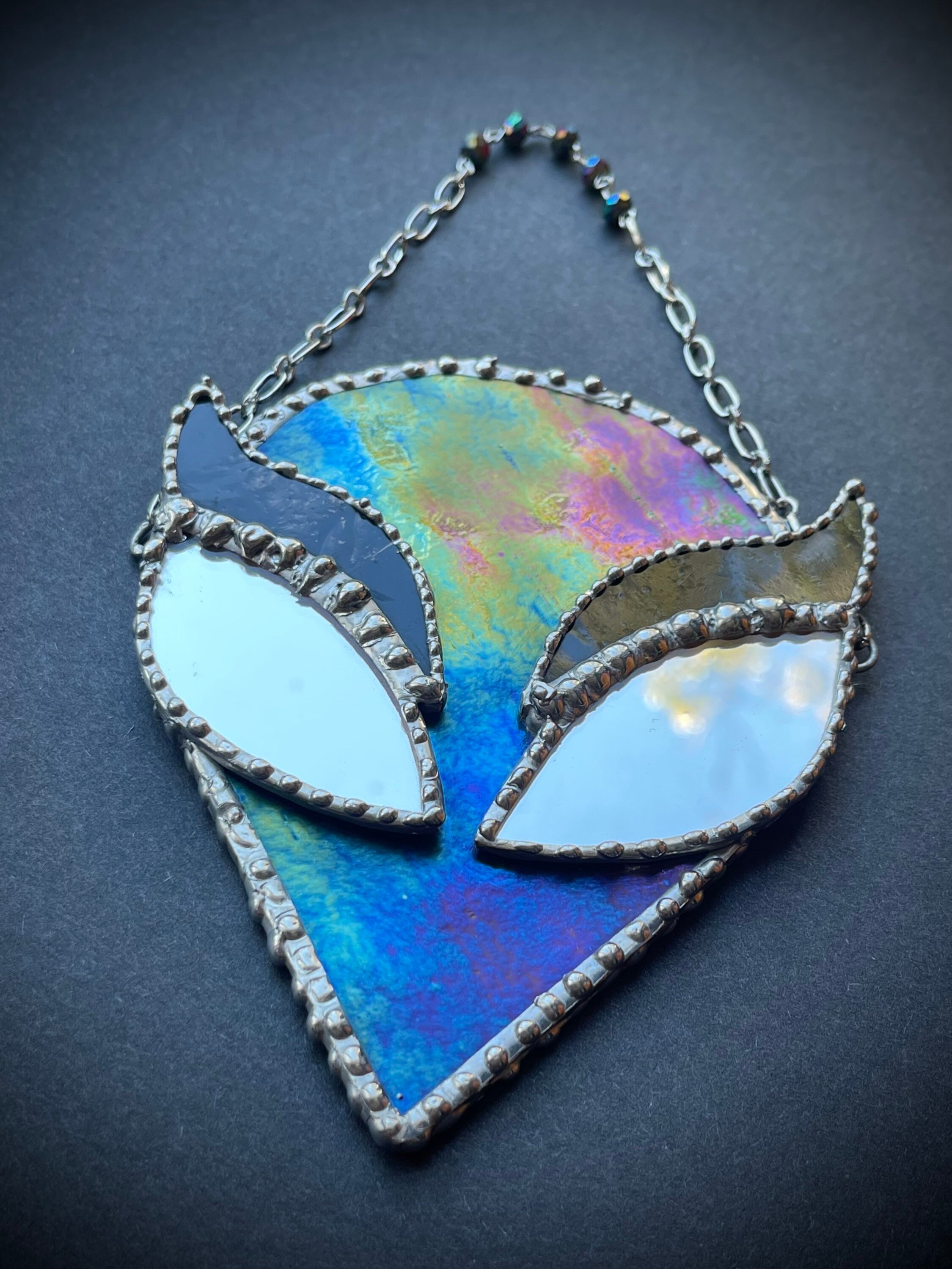 Alien Head Glass Art Stained Glass Rainbow Iridescent Wall | Etsy
