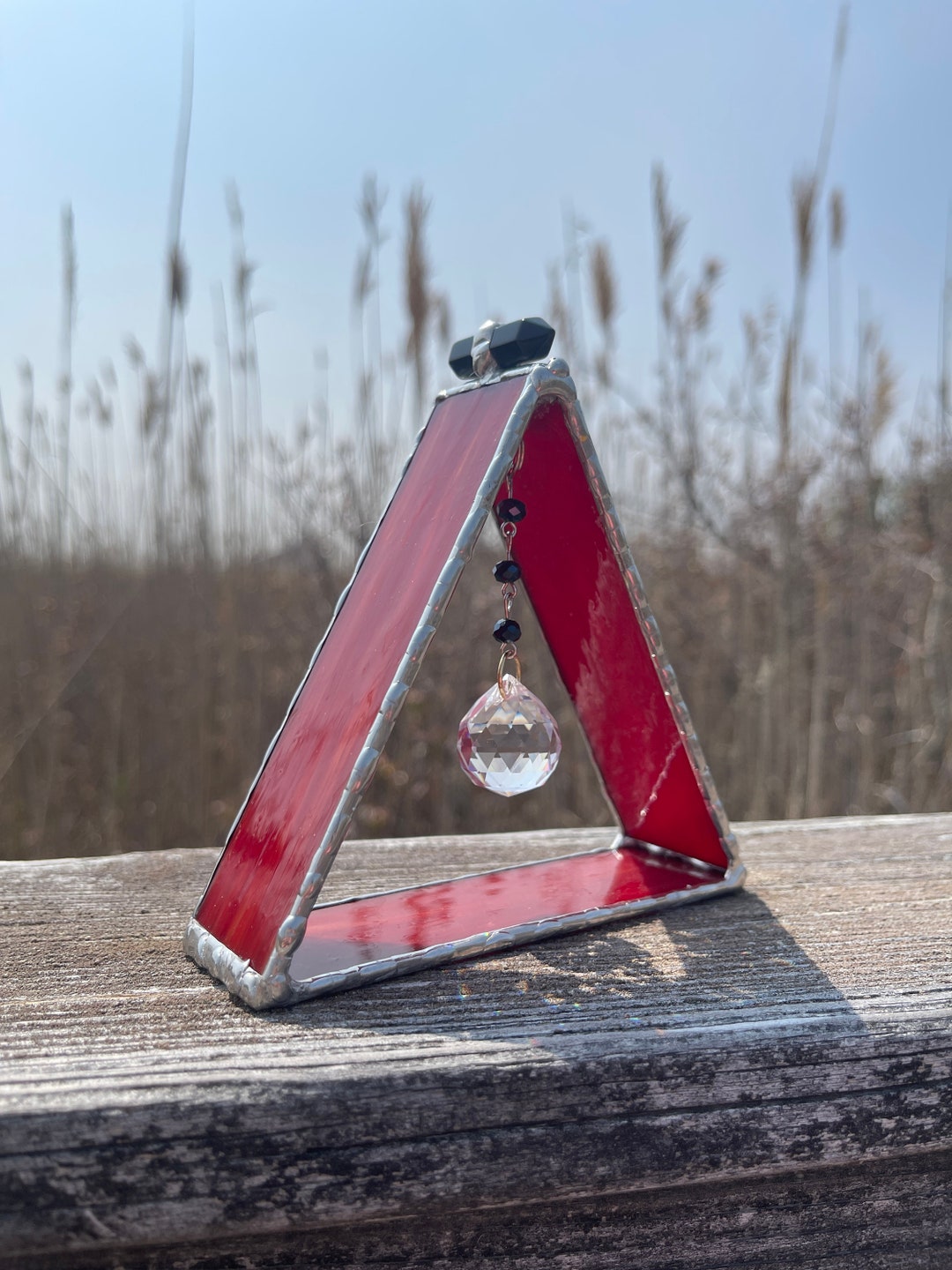 Triangle, Light Catcher, Table Decor, Pyramid, Obsidian Crystal, Prism ...