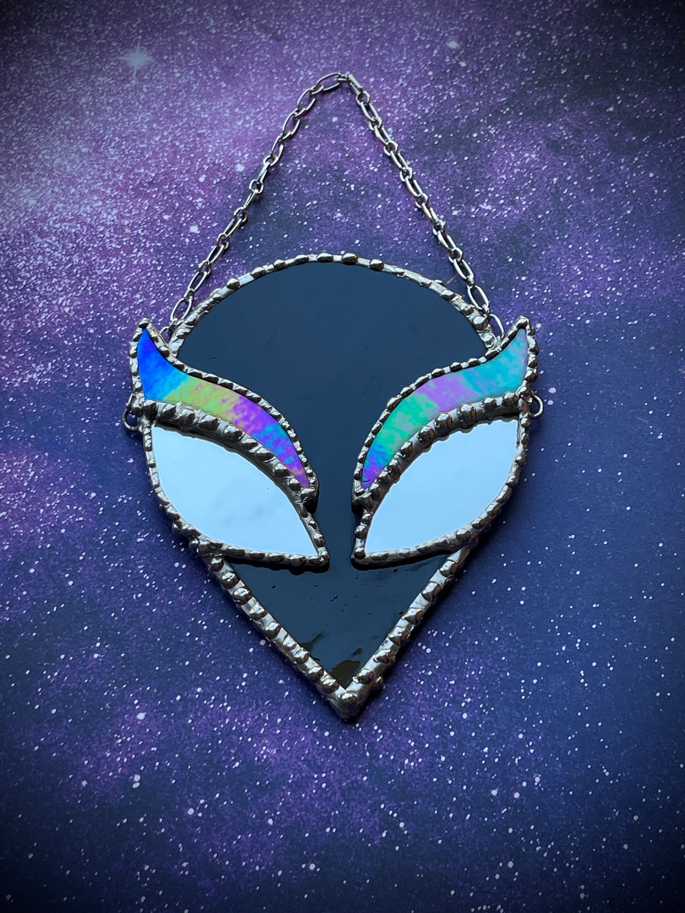 Alien Head Glass Art Stained Glass Wall Decor Sci Fi Gifts - Etsy