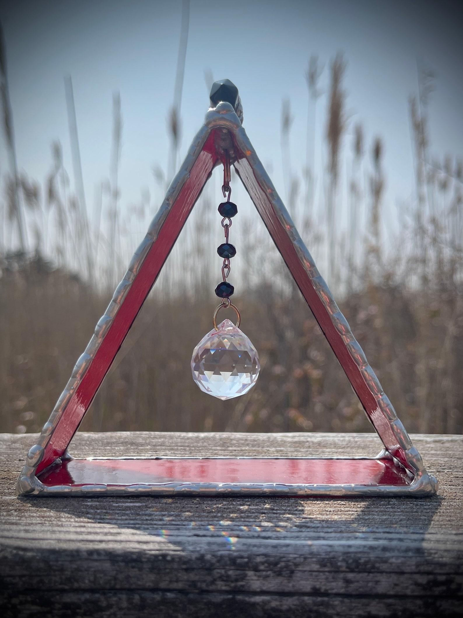 Triangle, Light Catcher, Table Decor, Pyramid, Obsidian Crystal, Prism ...