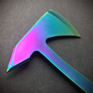 Oddity Art, Rainbow Titanium Collectible Ax Decor, Hand Sculpted Clay ...