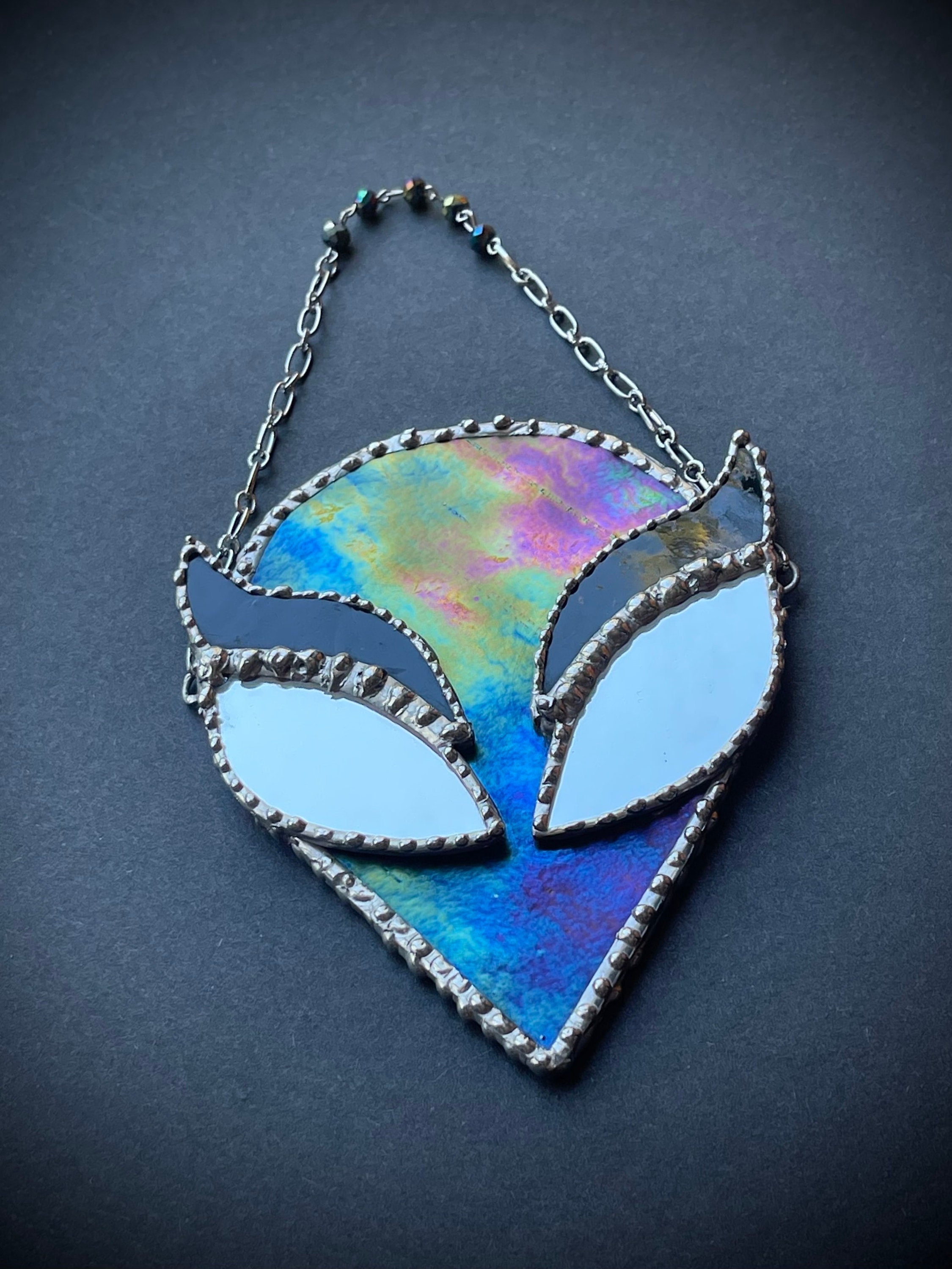 Alien Head Glass Art Stained Glass Rainbow Iridescent Wall | Etsy
