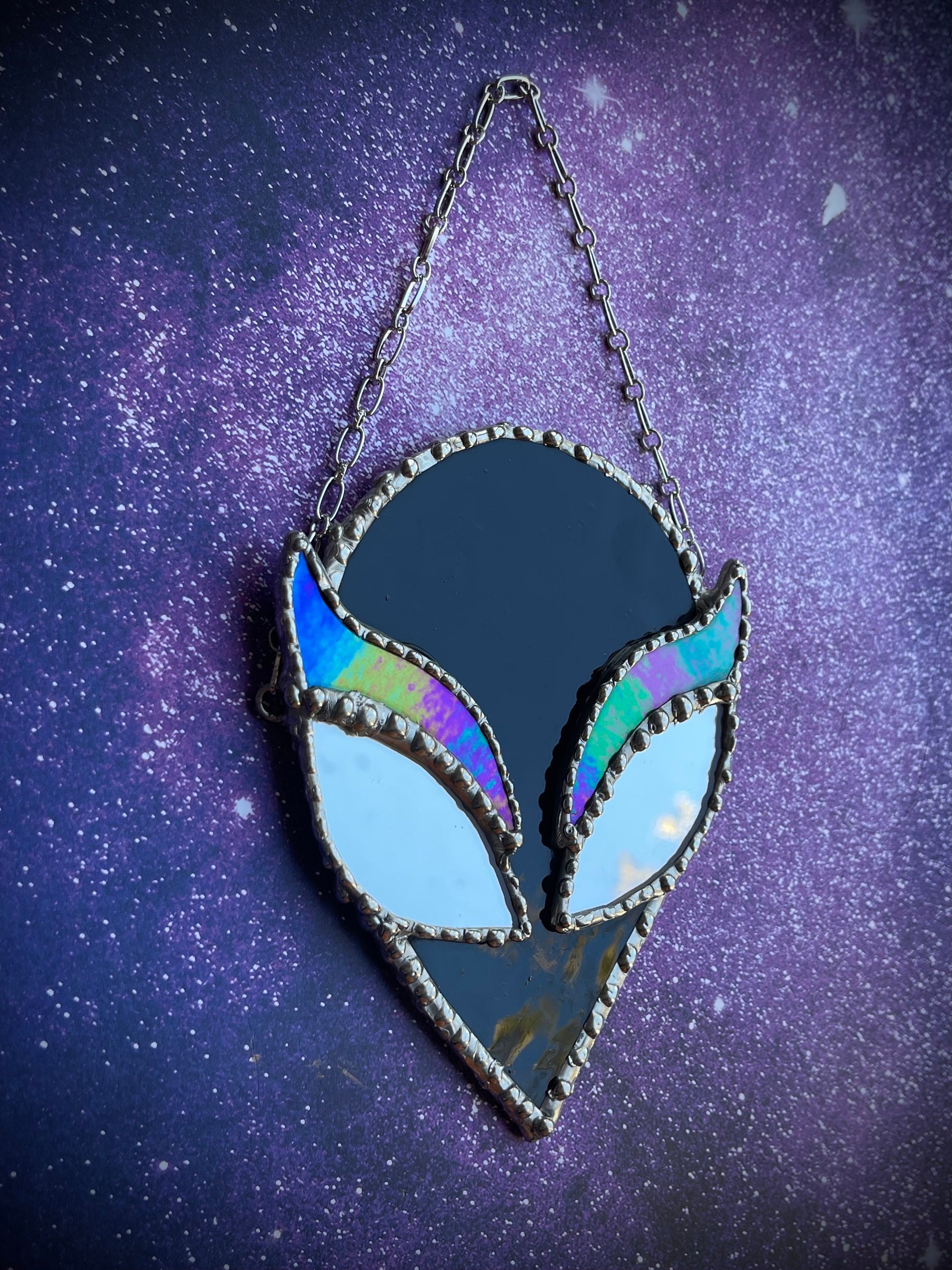 Alien Head Glass Art Stained Glass Wall Decor Sci Fi Gifts - Etsy