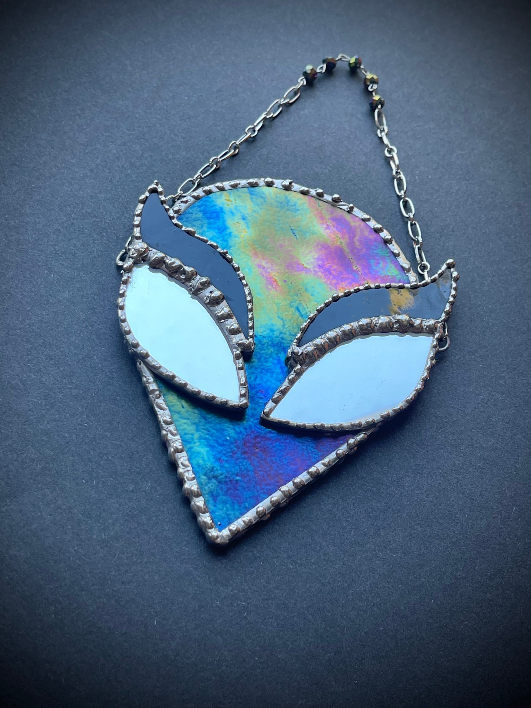 Alien Head Glass Art Stained Glass Rainbow Iridescent Wall | Etsy