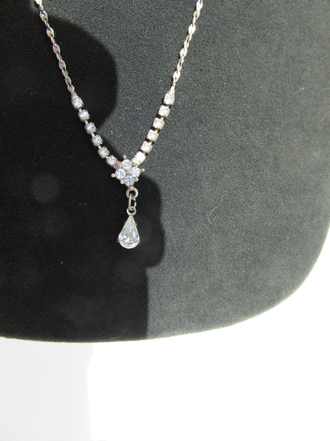 Rhinestone Necklace With Tear Drop Rhinestone - Etsy