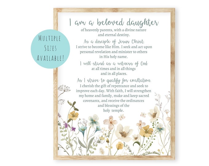 LDS Young Womens Theme Poster Wildflower Young Women LDS Art Printable ...