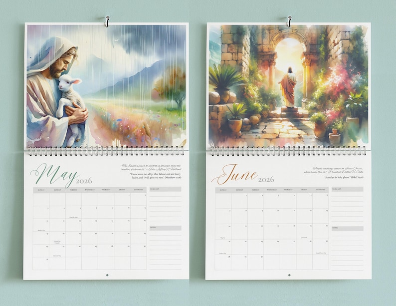 2026 LDS Christ-centered Calendar. Christian Jesus Watercolor Art ...