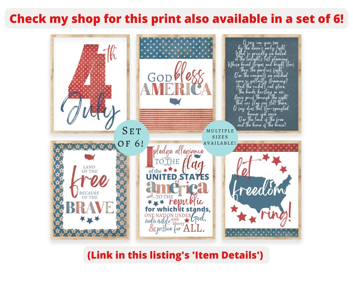 July 4th Printable. National Anthem Star-spangled Banner Wall | Etsy