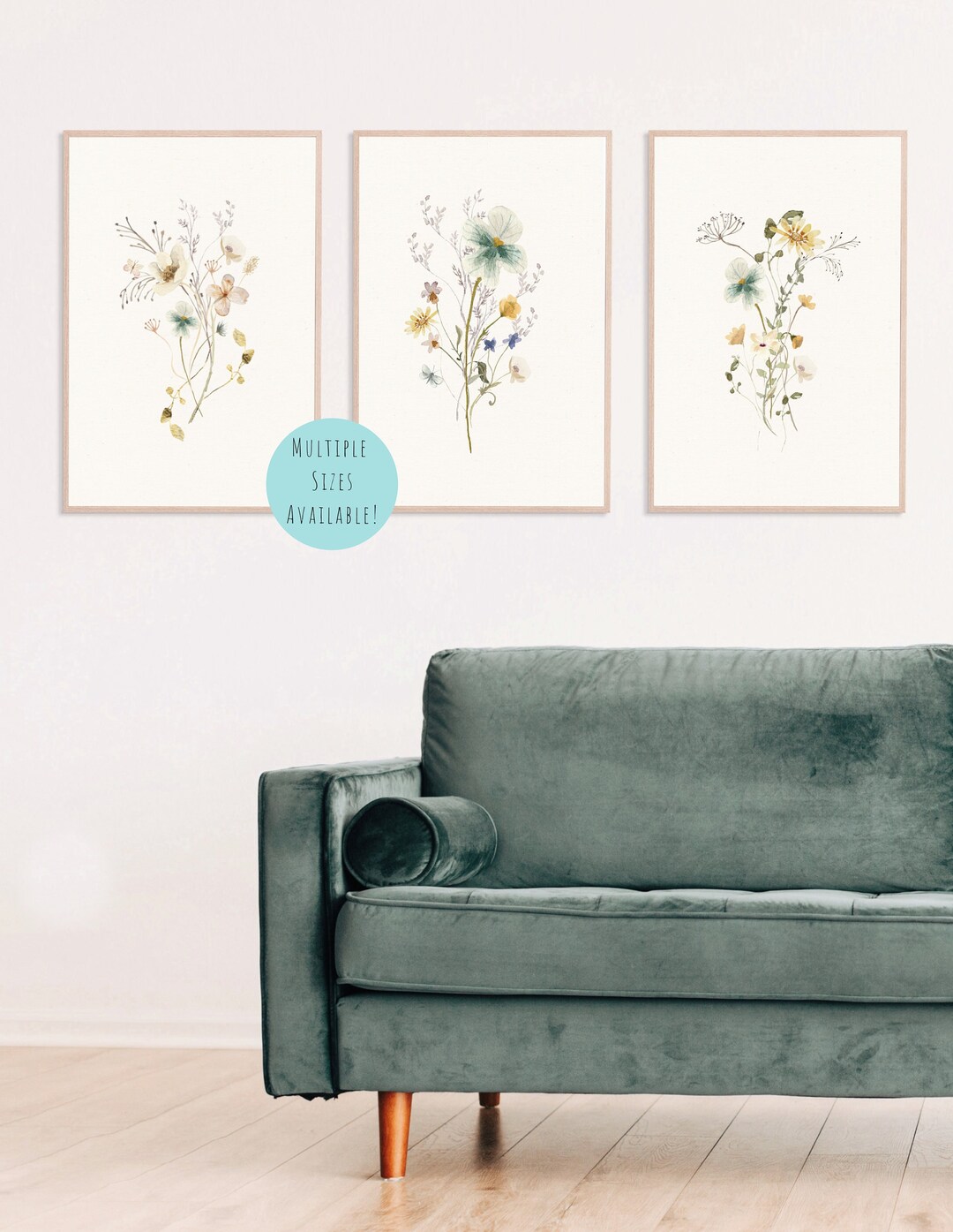 Wildflower Botanical Print Set of 3 | Watercolor Boho Floral Printable ...