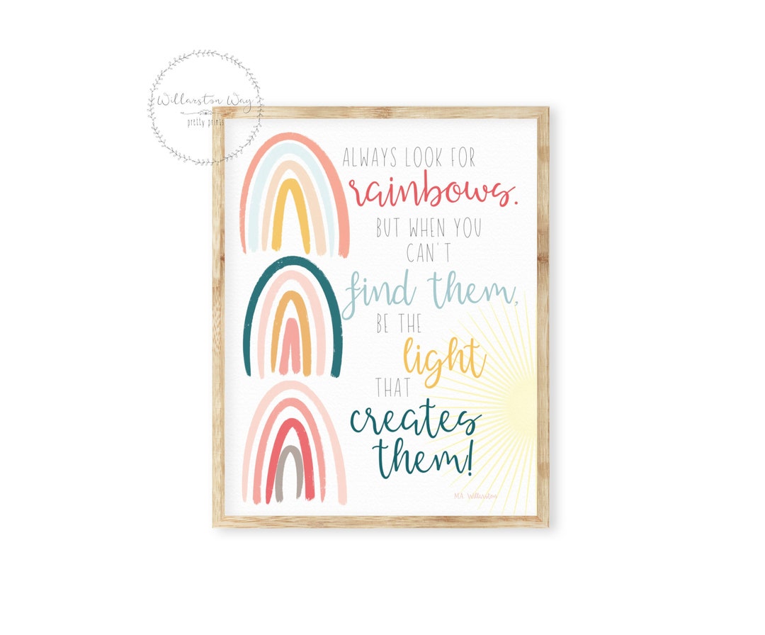 Modern Rainbow Printable Nursery or Playroom Wall Art | Boho ...